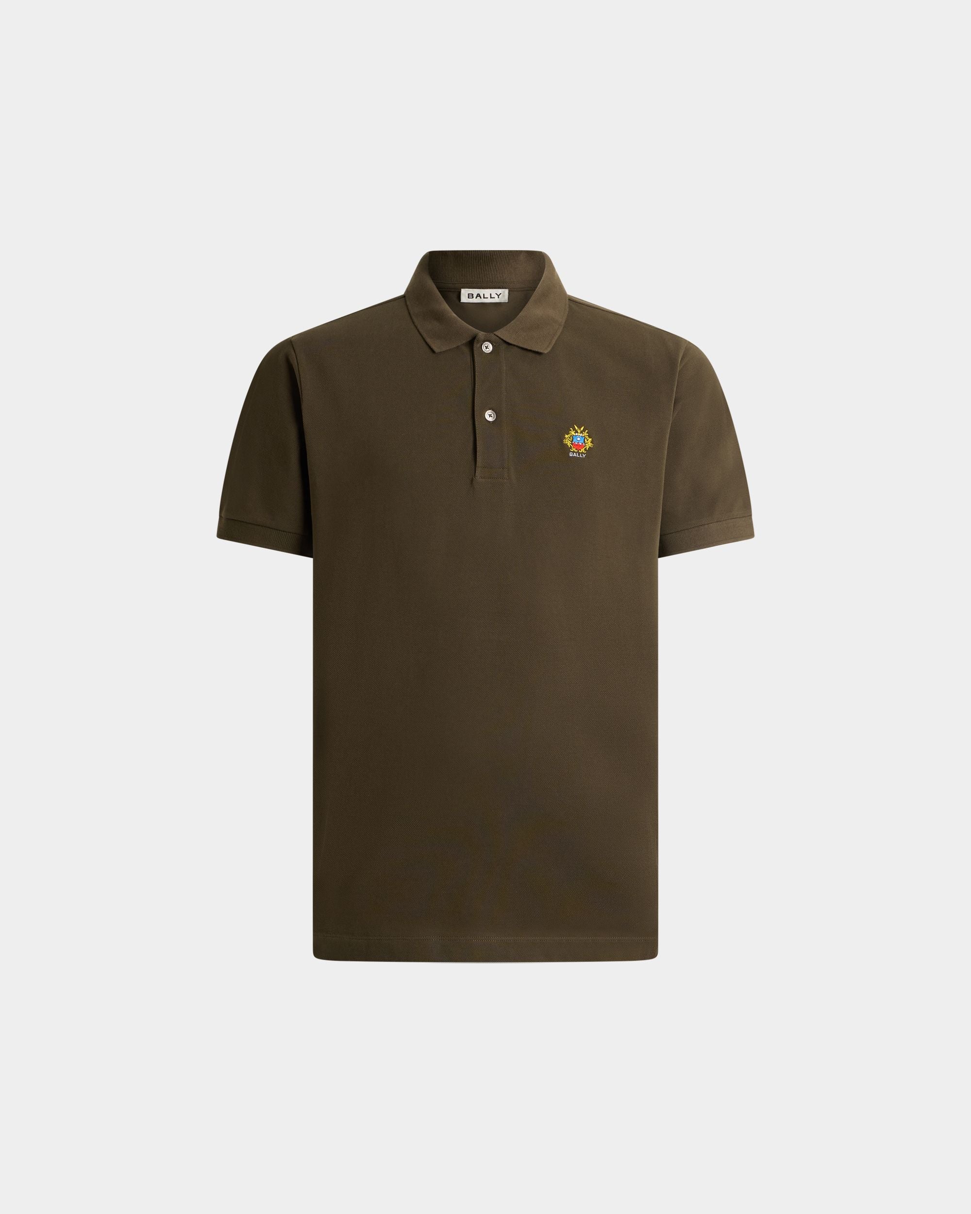 Men's Green Polo Shirt in Military Green Cotton With a Bally Crest | Bally Global US