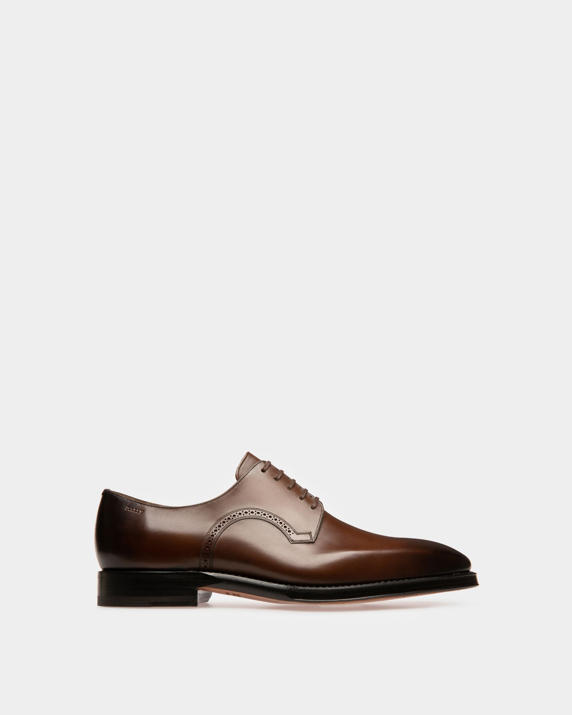 Men's Brown Scamardo Leather Derby Shoes In Brown | Bally Global US