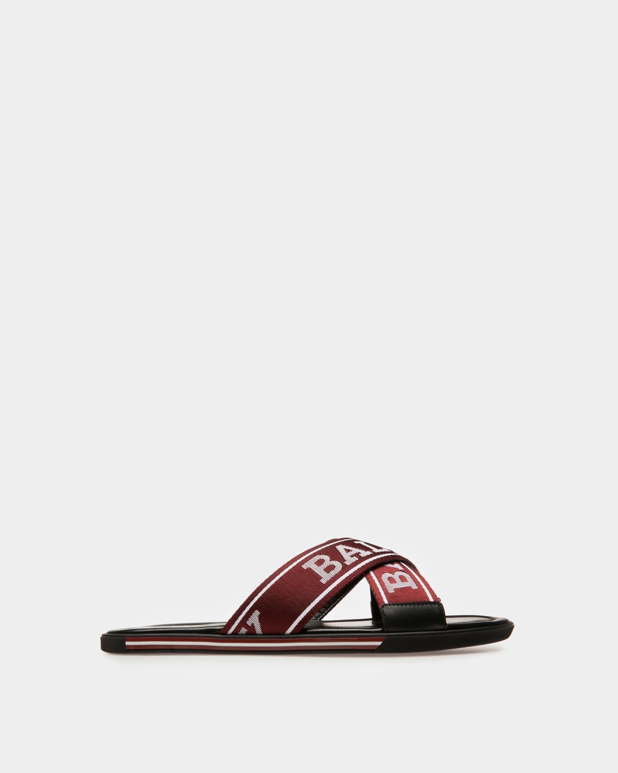 Men's Multicolor Bonks Fabric & Leather Sandals In Bally Red | Bally Global