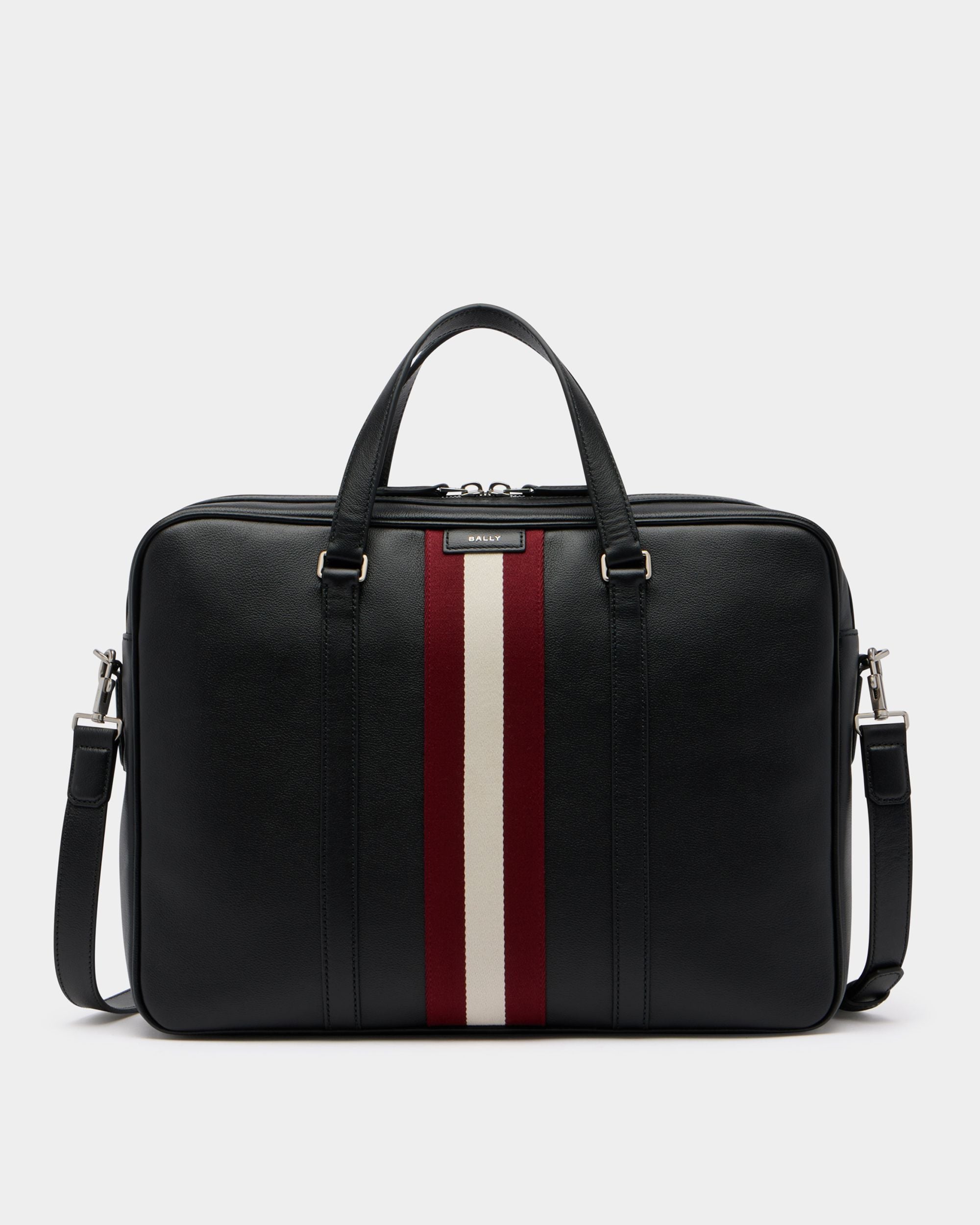 Men's Black Code Briefcase in Black Leather | Bally Global US