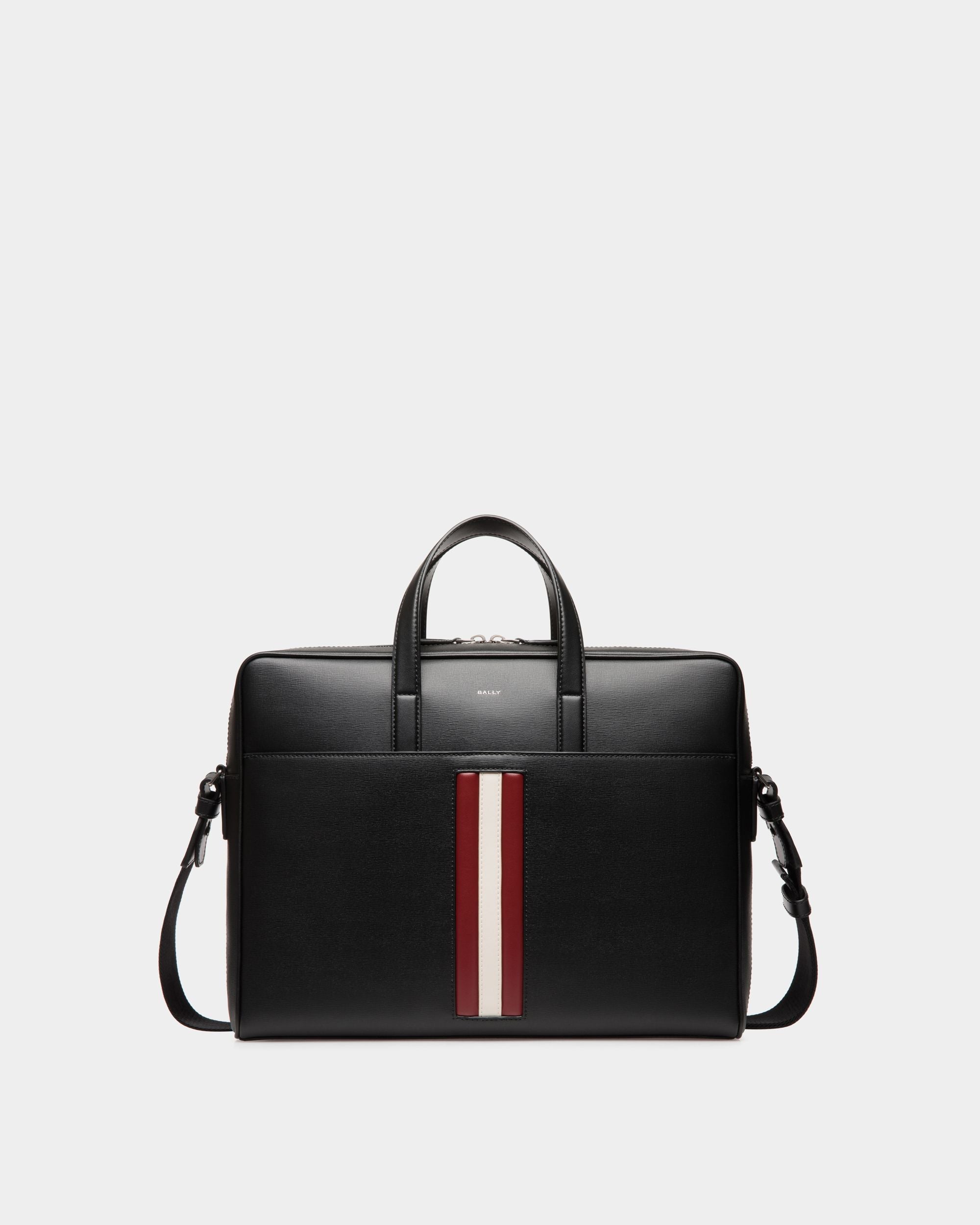 Men's Black Mythos Briefcase In Black Recycled Leather | Bally Global