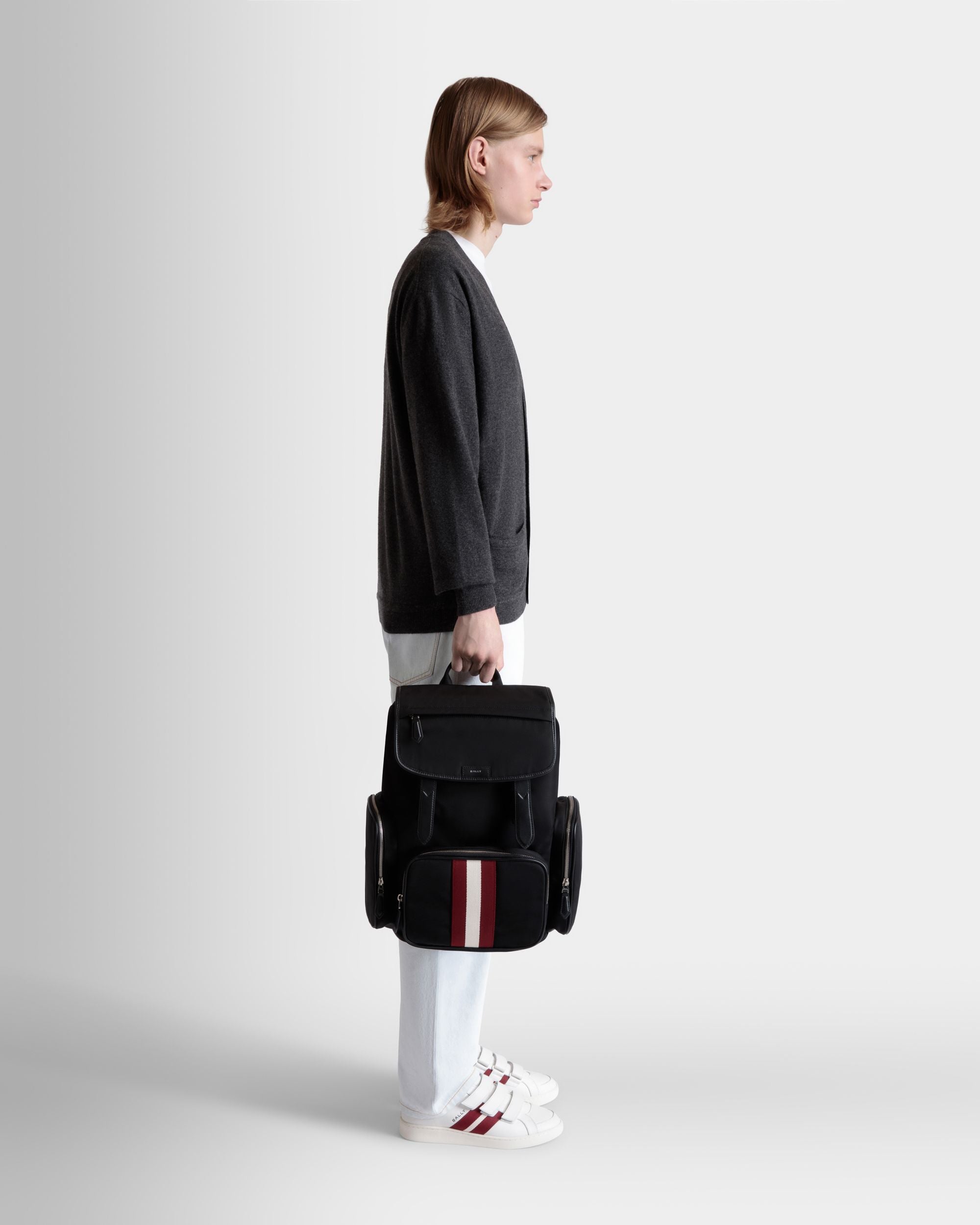 Men's Black Code Backpack in Black Nylon | Bally Global