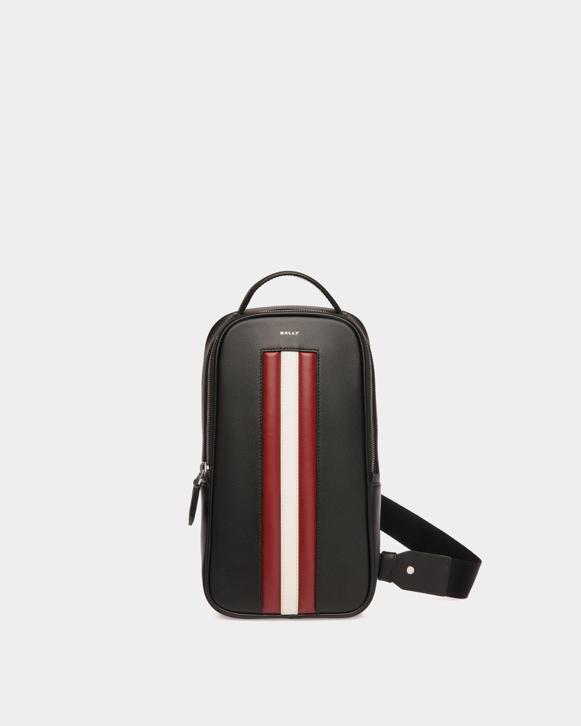 Men's Black Mythos Sling Bag In Black Recycled Leather | Bally Global US