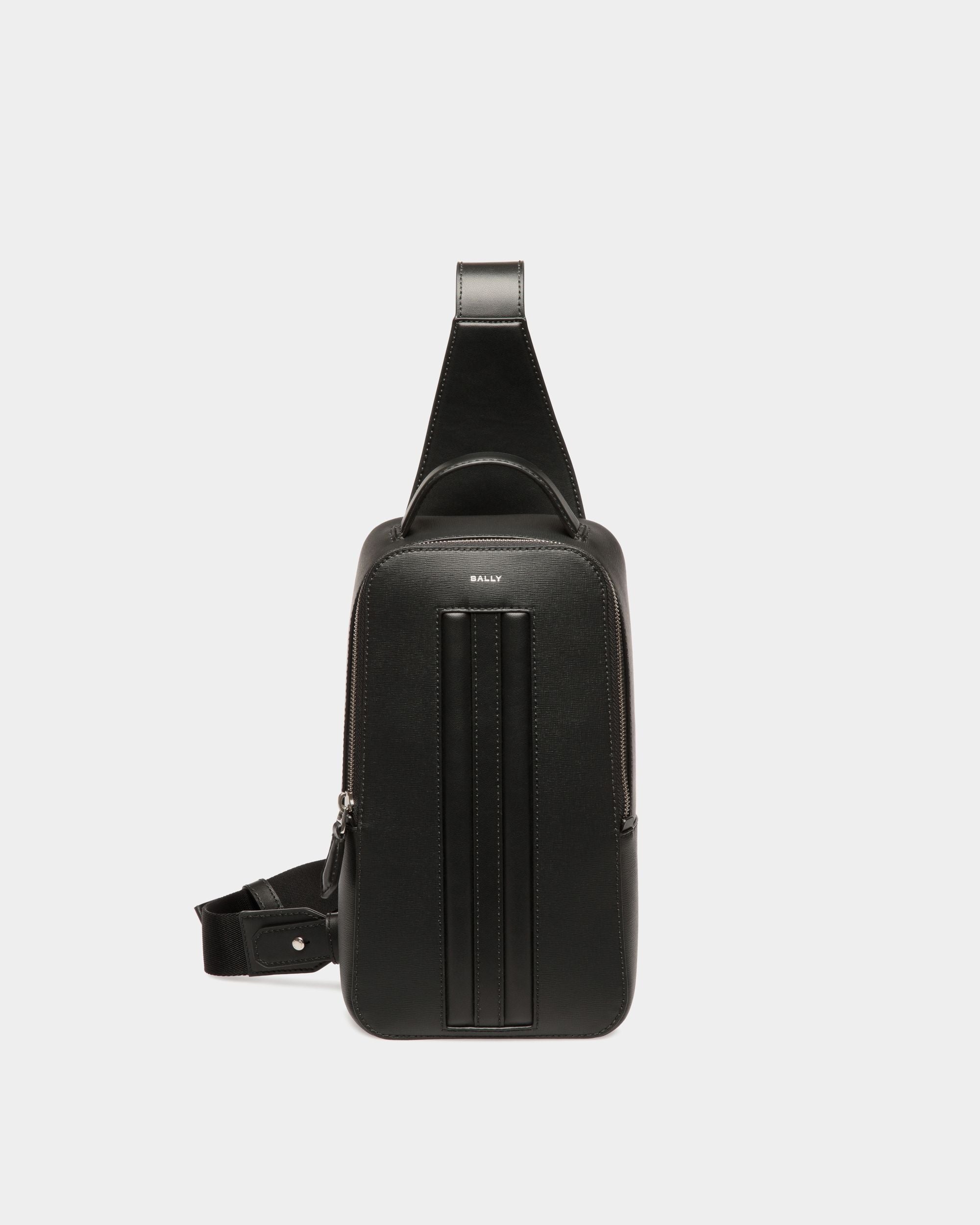 Men's Black Mythos Sling Bag In Black Recycled Leather | Bally Global US