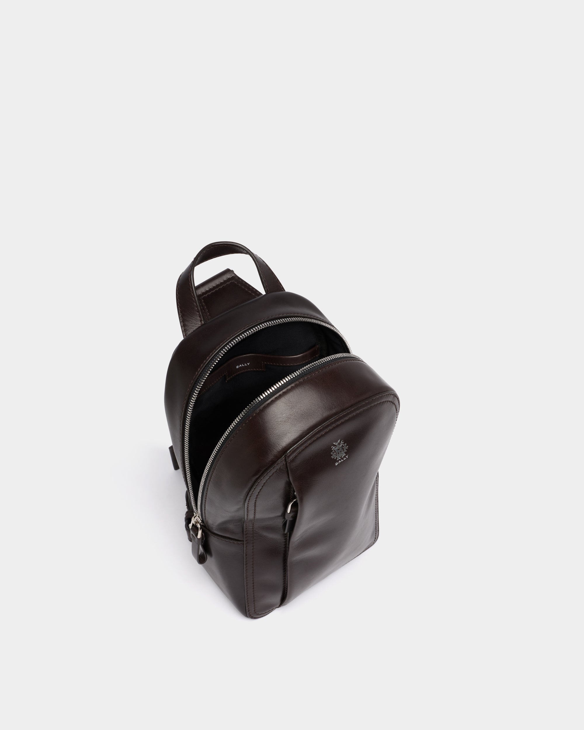 Men's Brown Ray Sling Bag in Chocolate Leather | Bally Global