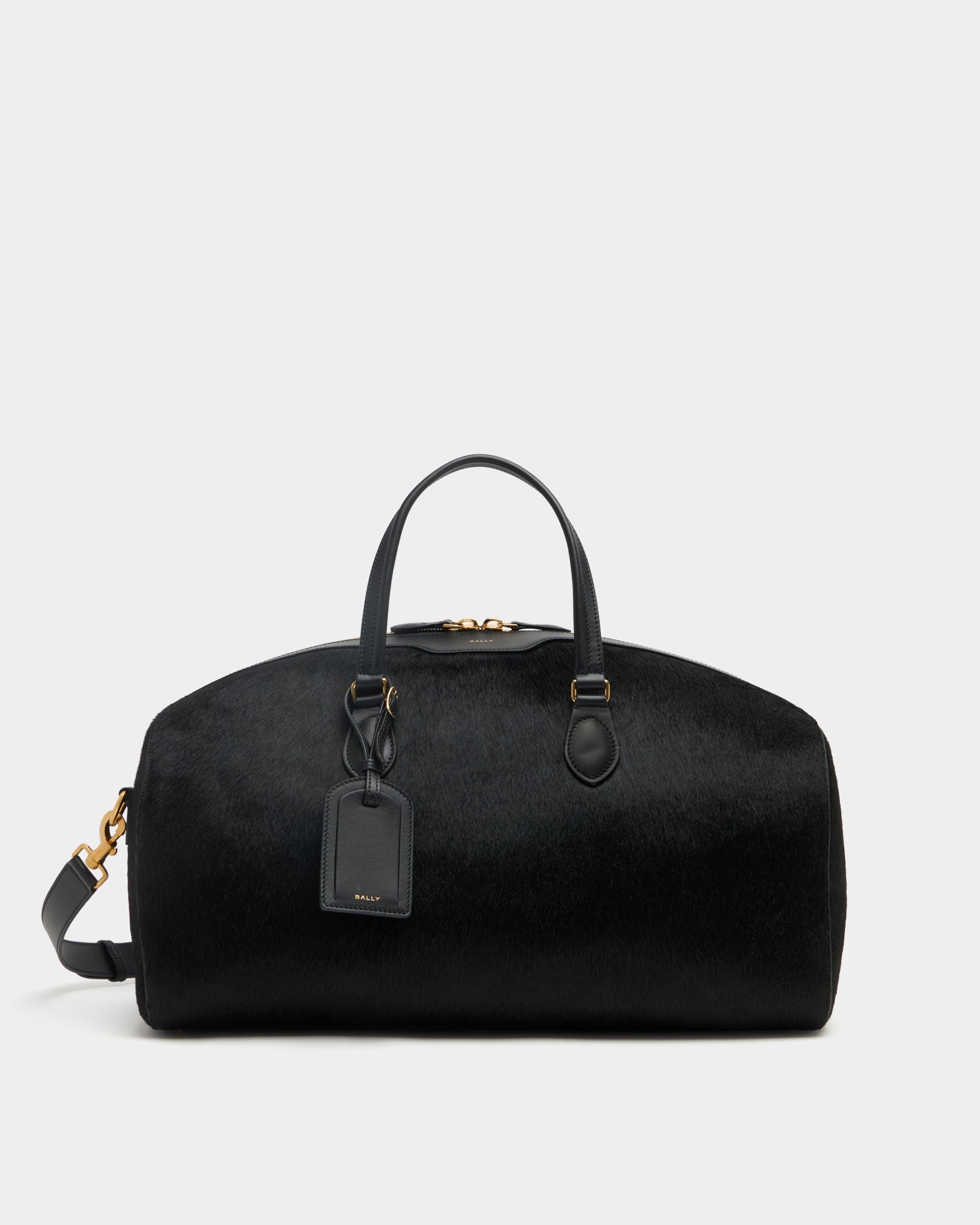 Men's Black Beckett Duffle Bag in Black Pony Hair | Bally Global US