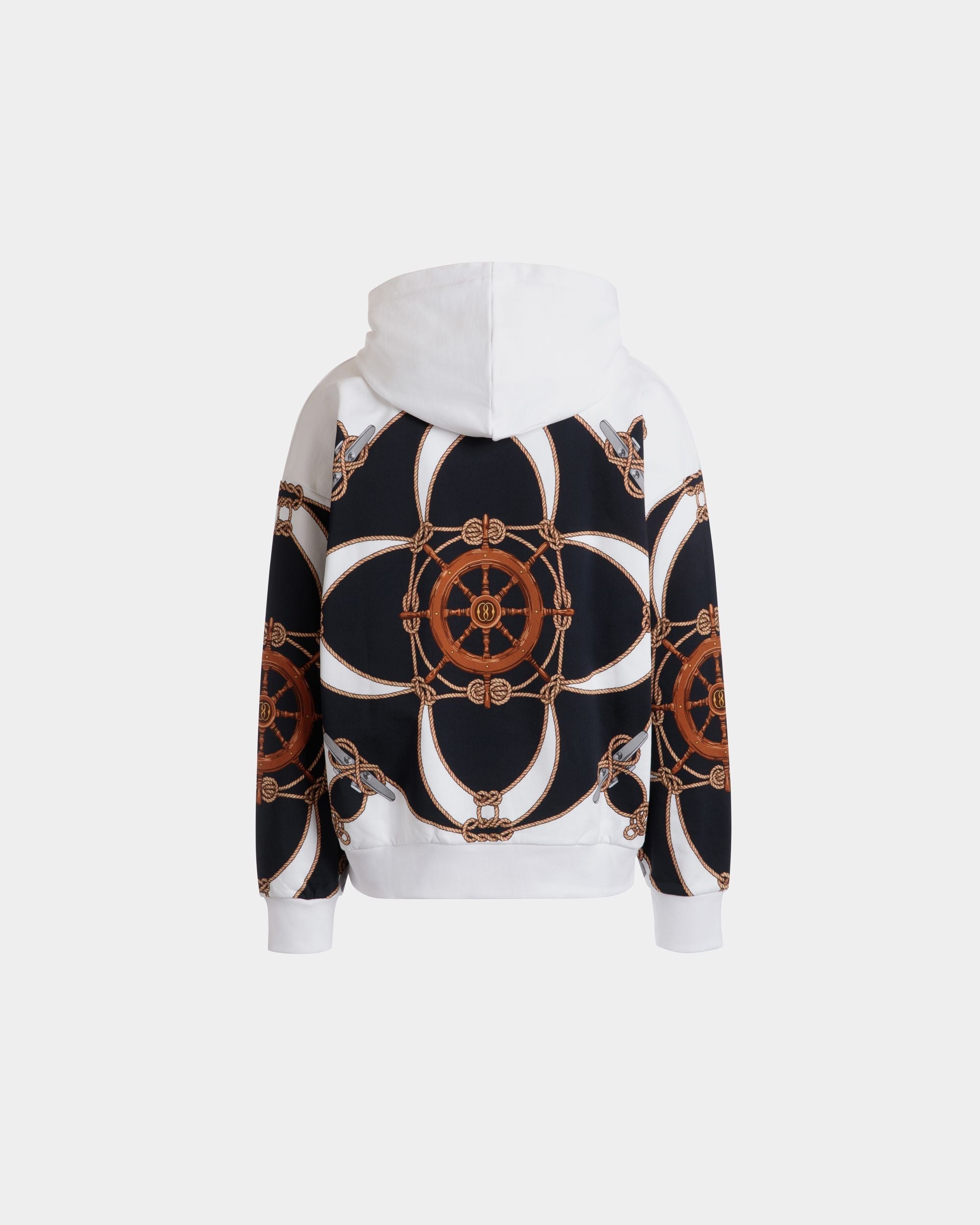 Men's White Printed Hoodie In White Cotton | Bally Global