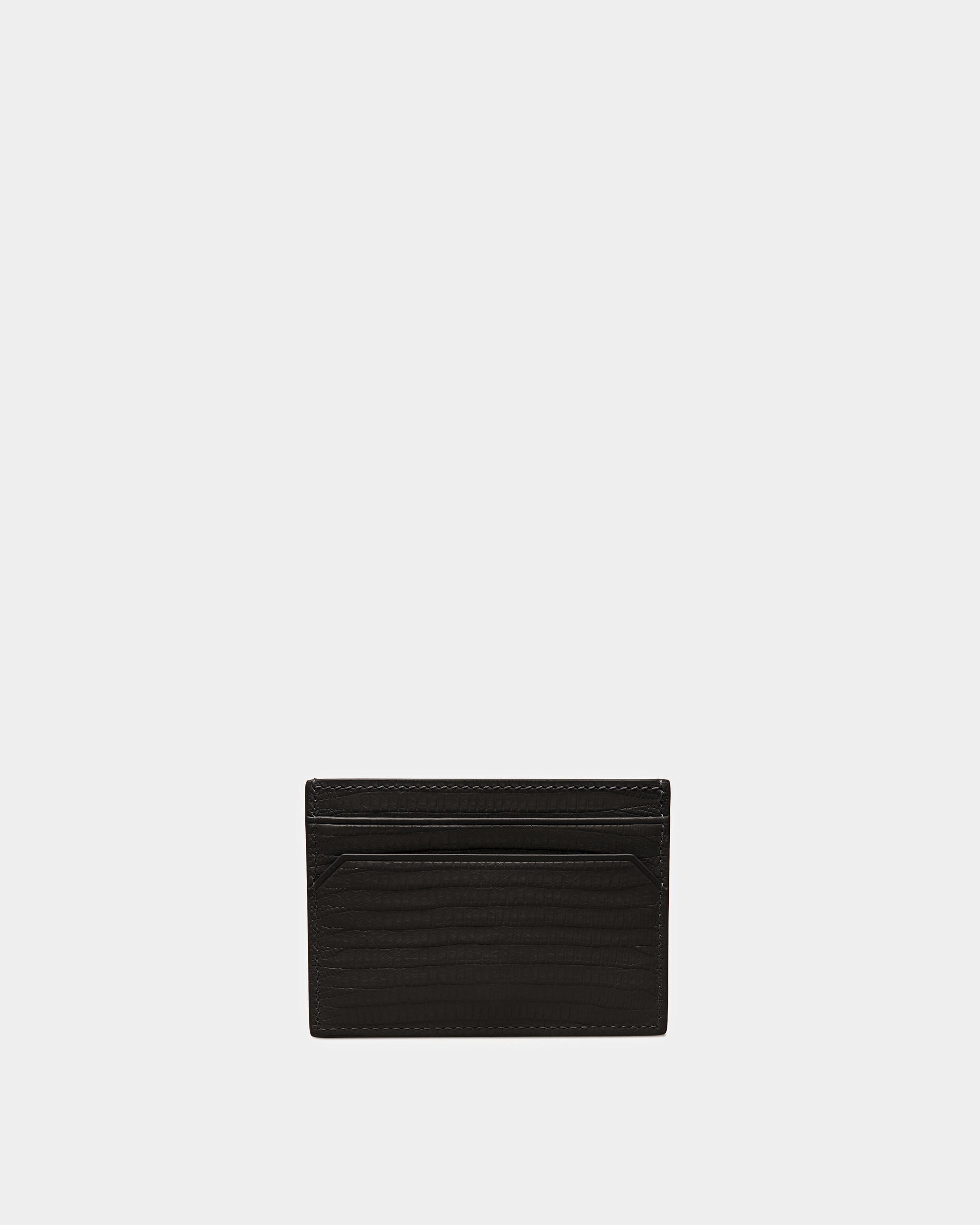 Men's Black Bhar Embossed Leather Card Holder In Black | Bally Global US