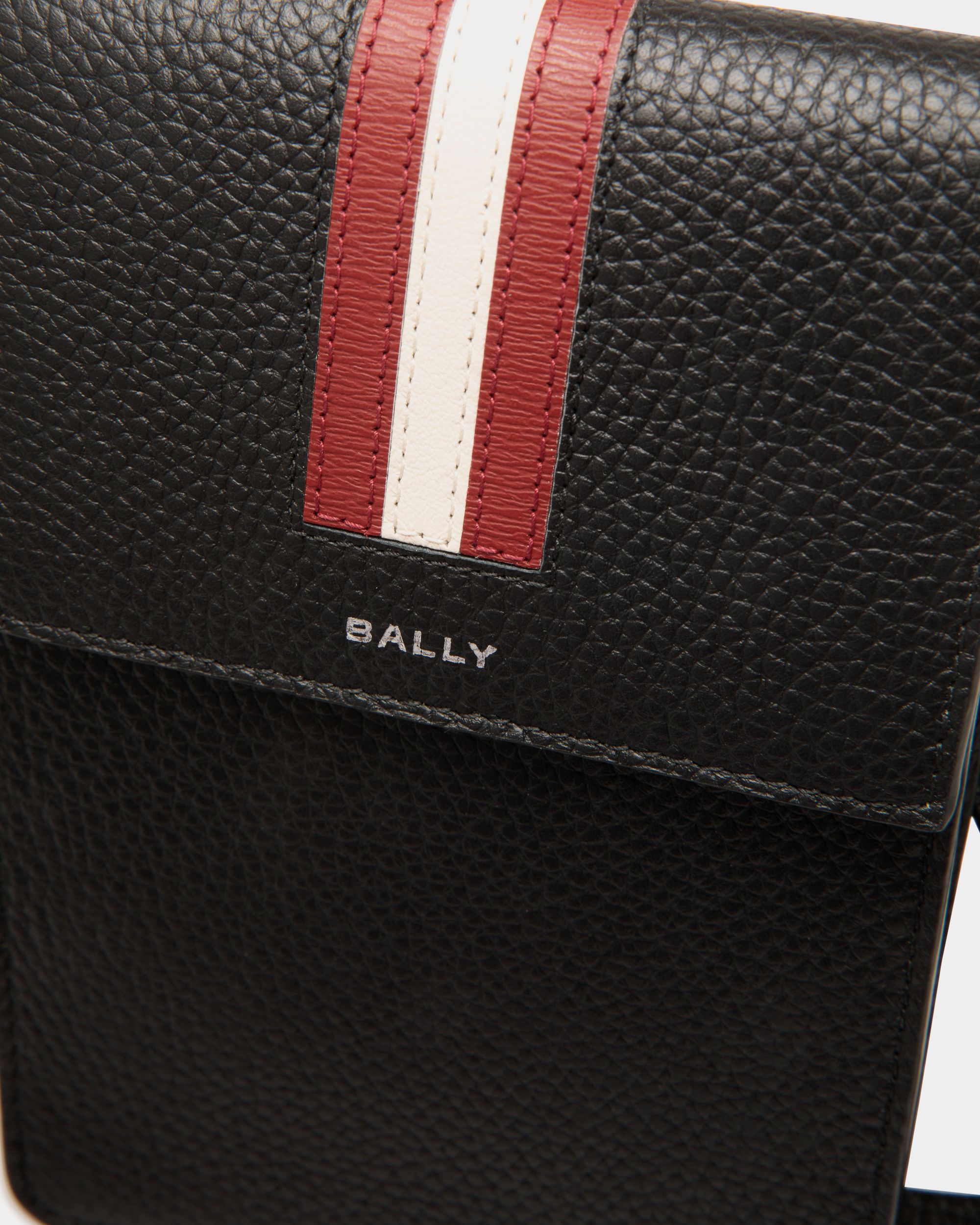 Men's Black Phone Wallet In Black Leather | Bally Global US