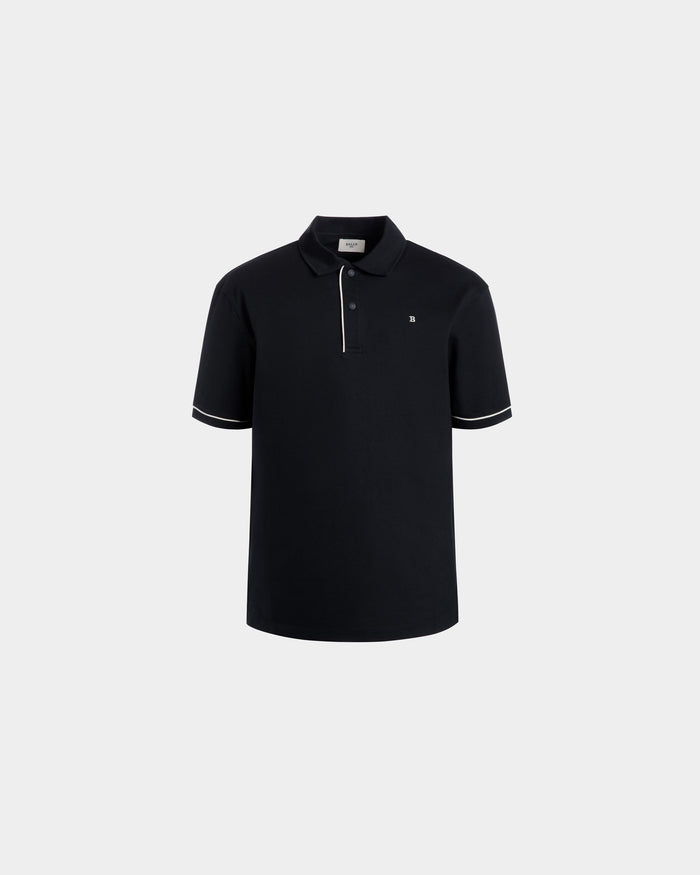 Men's Blue Polo Shirt in Blue Piqué-Knit Cotton | Bally Global US