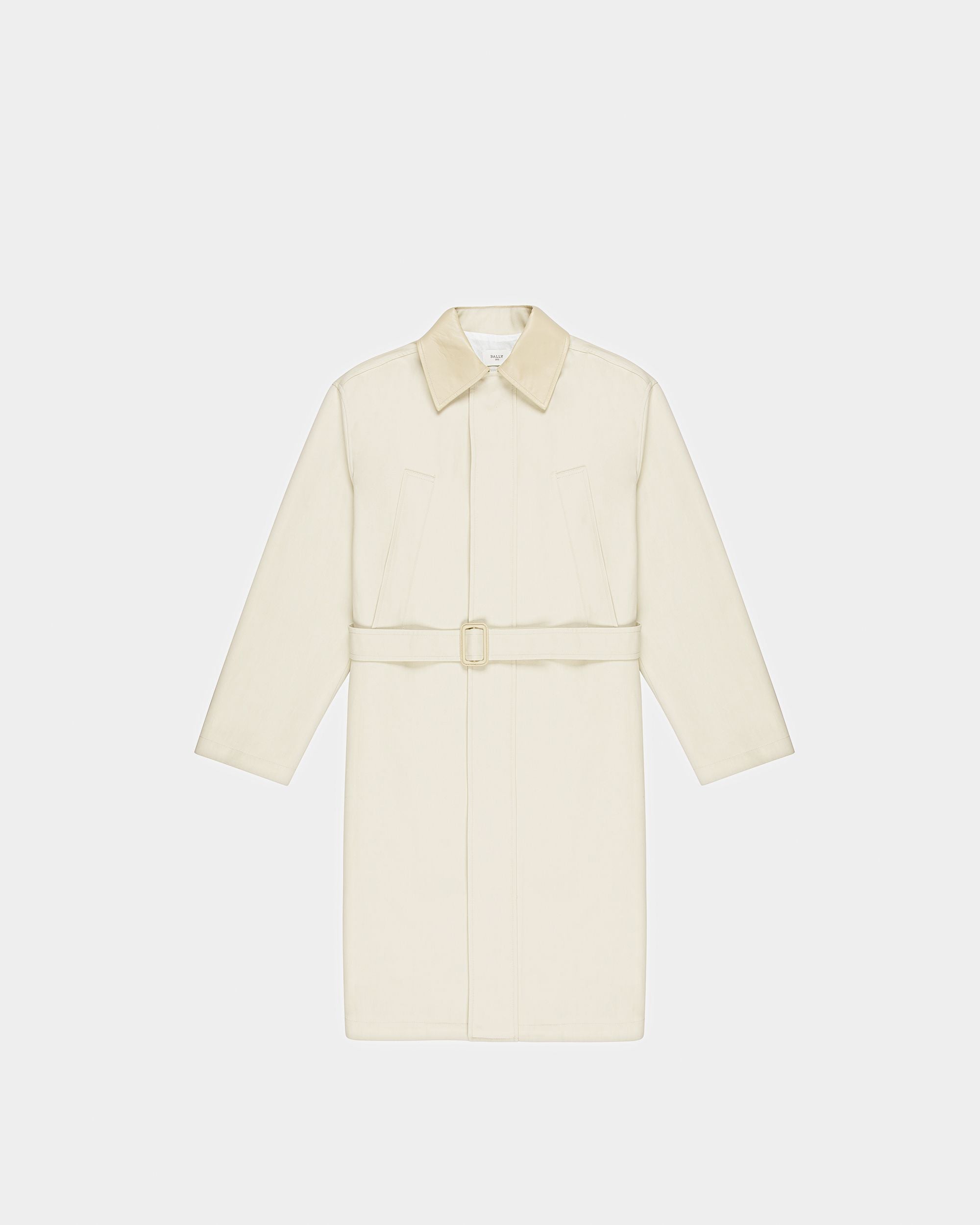 Men's Beige Cotton Belted Coat In Fossil | Bally Global