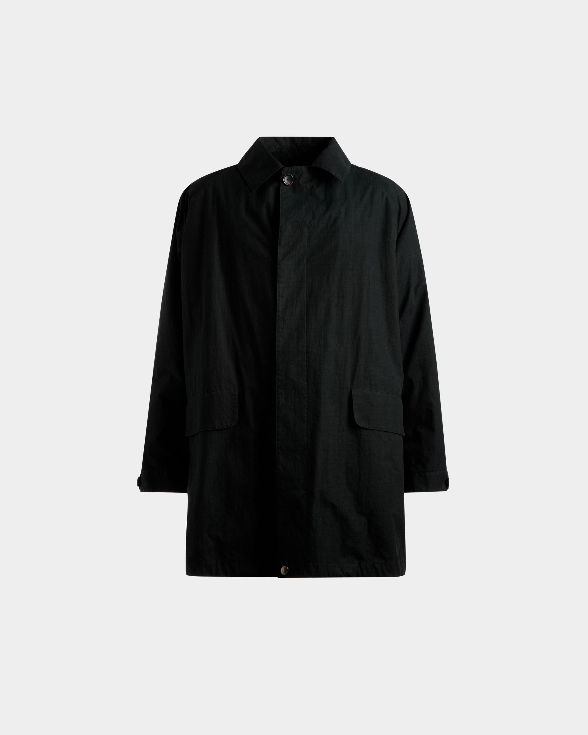 Men's Black Duster Coat In Black Polyamide | Bally Global US