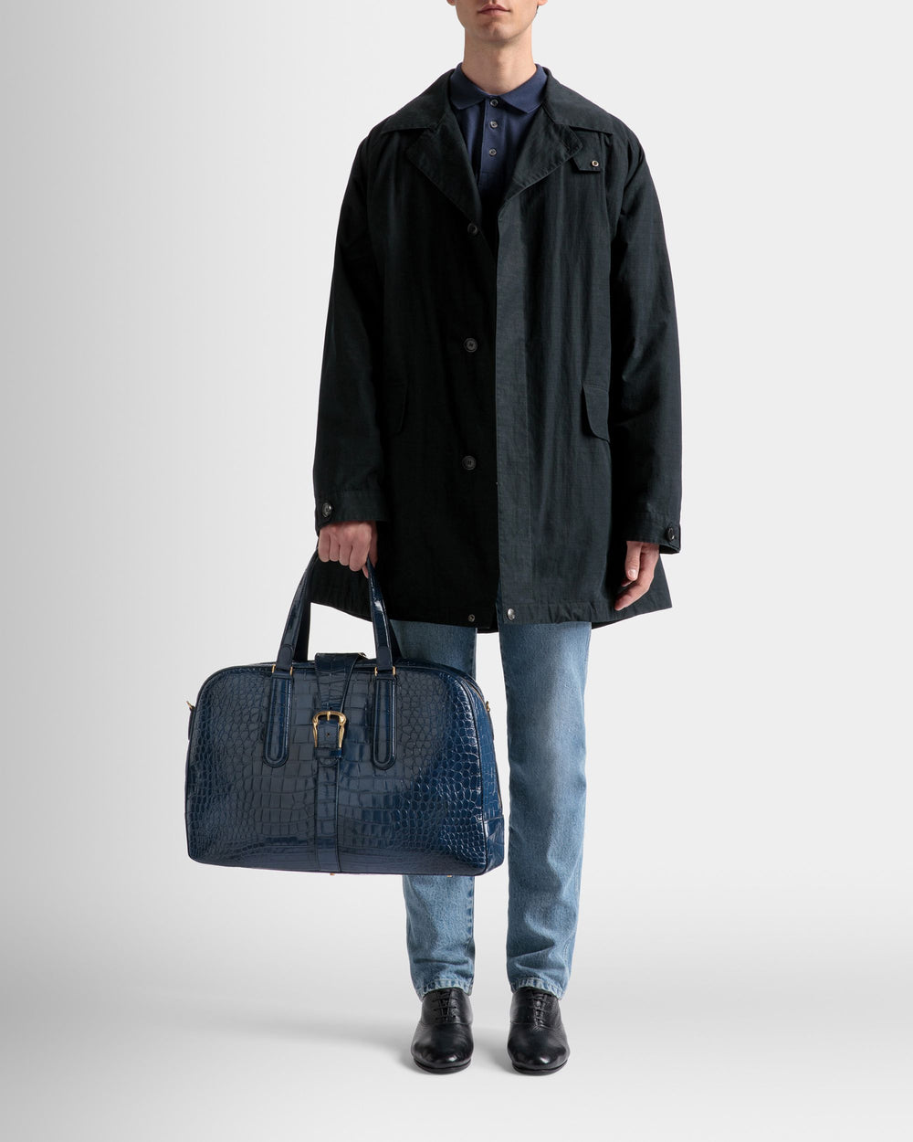 Men's Black Duster Coat In Black Polyamide | Bally Global US