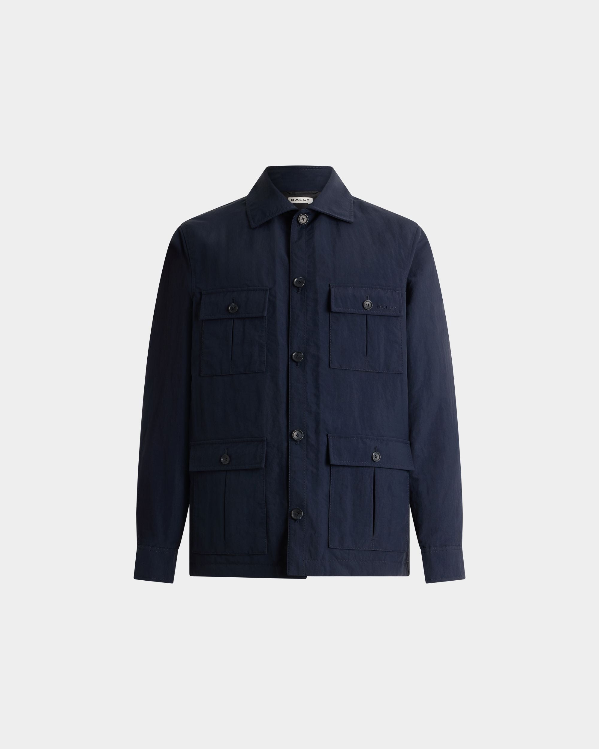 Men's Blue Overshirt in Navy Blue Nylon | Bally Global US