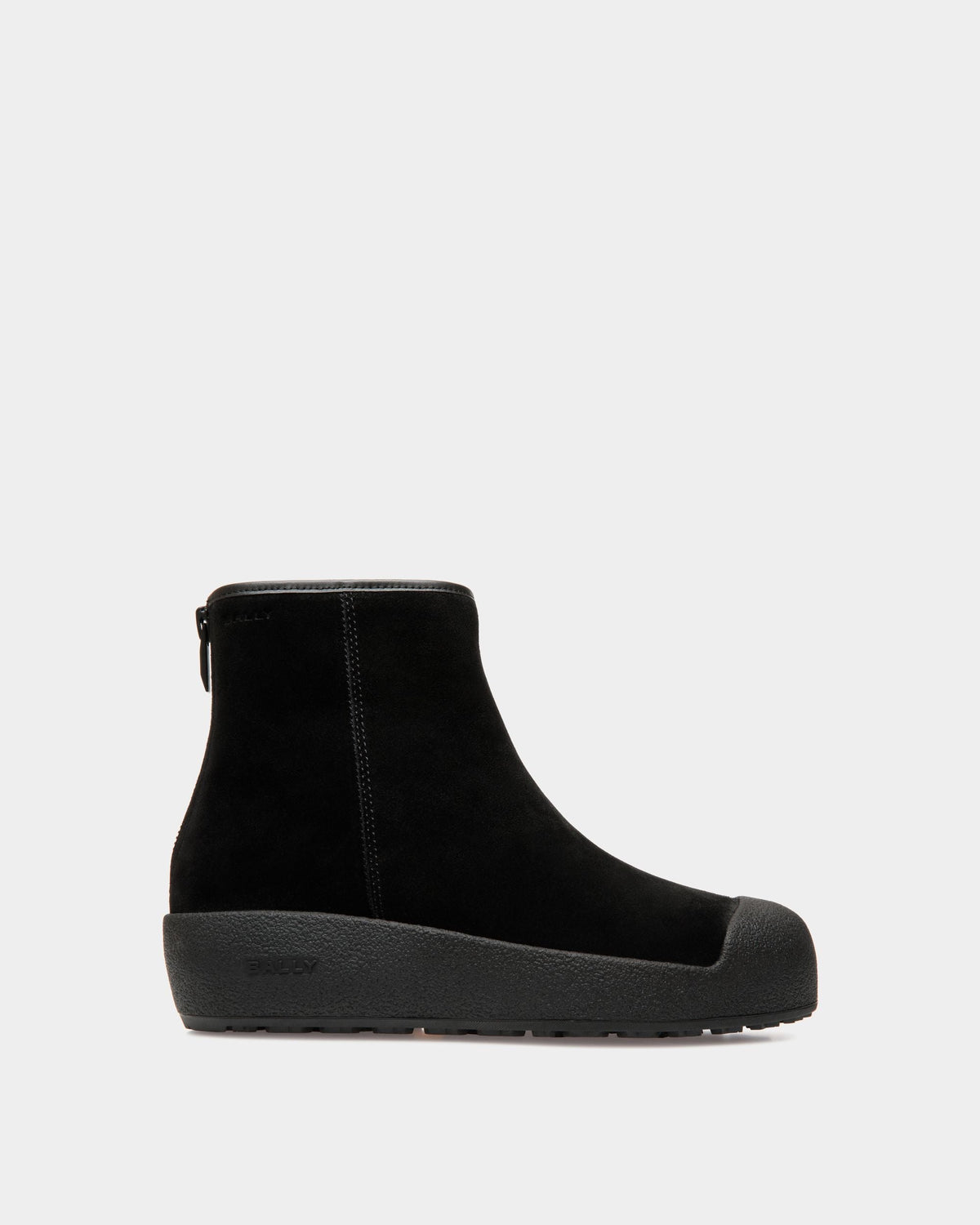 Men's Black Bally Curling Bootie in Black Suede | Bally Global