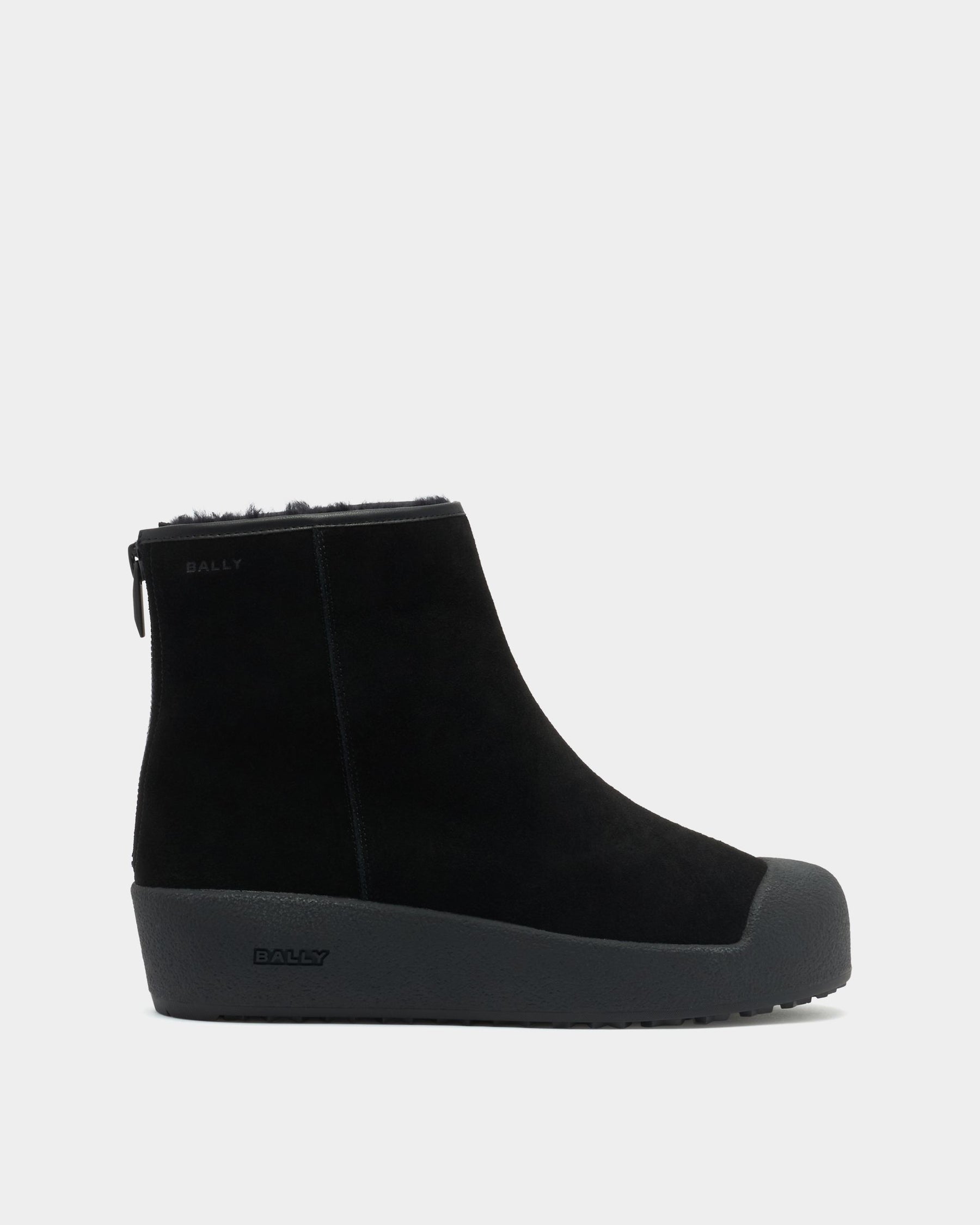 Men's Black Bally Curling Bootie in Black Suede | Bally Global CA