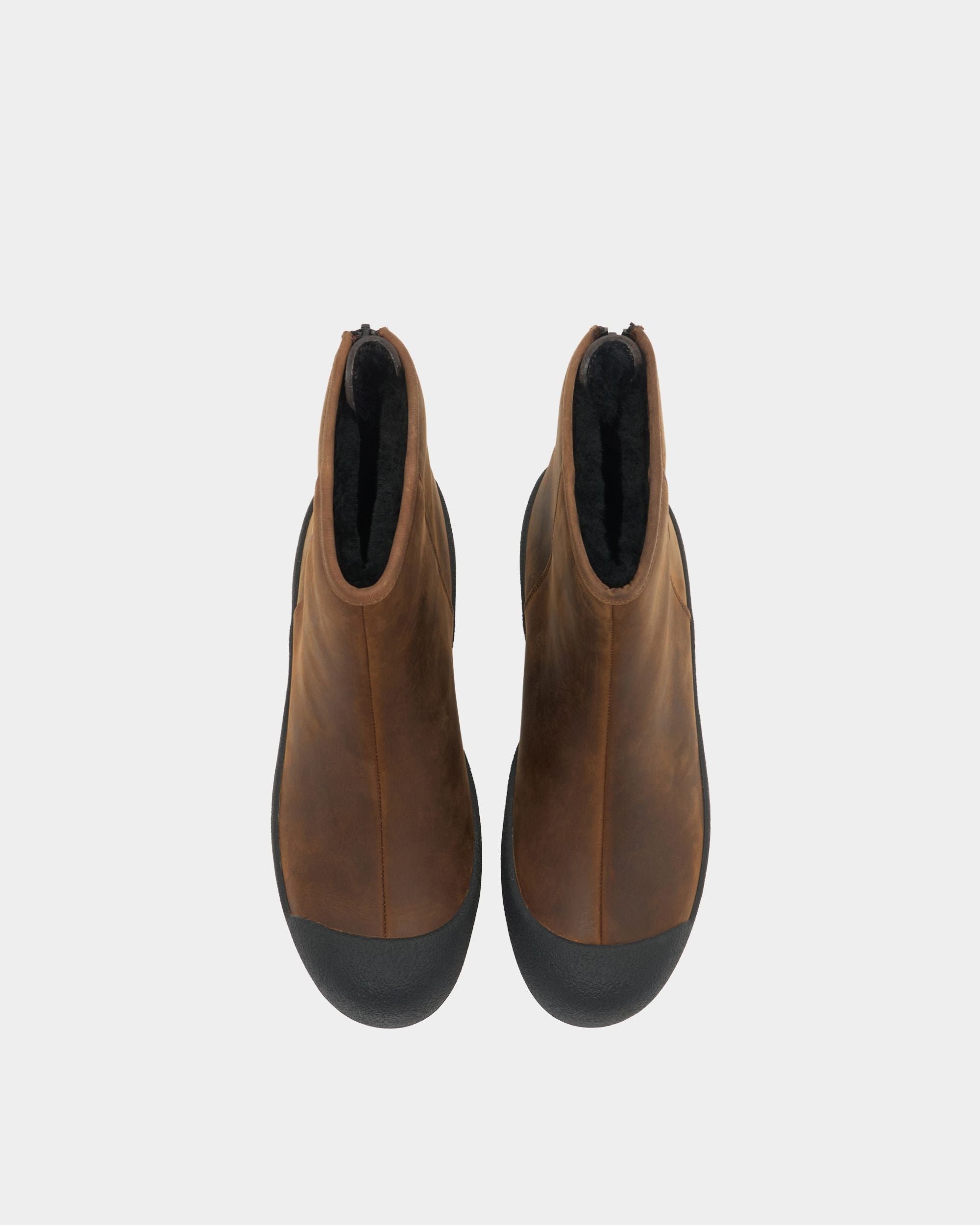 Men's Brown Bally Curling Bootie in Brown Nubuck | Bally Global US