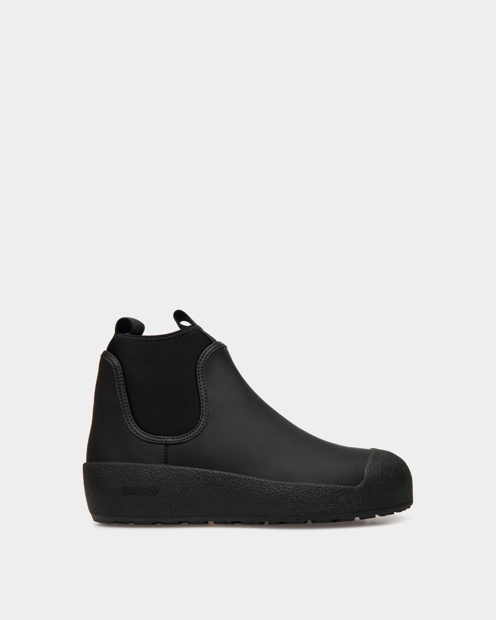 Men's Black Bally Curling Bootie in Black Rubberized Leather | Bally ...