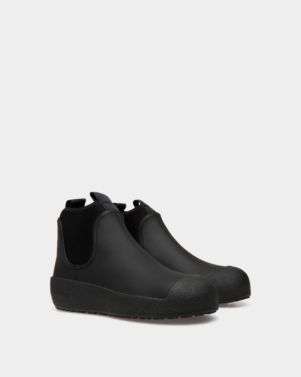 Men's Black Bally Curling Bootie in Black Rubberized Leather | Bally ...