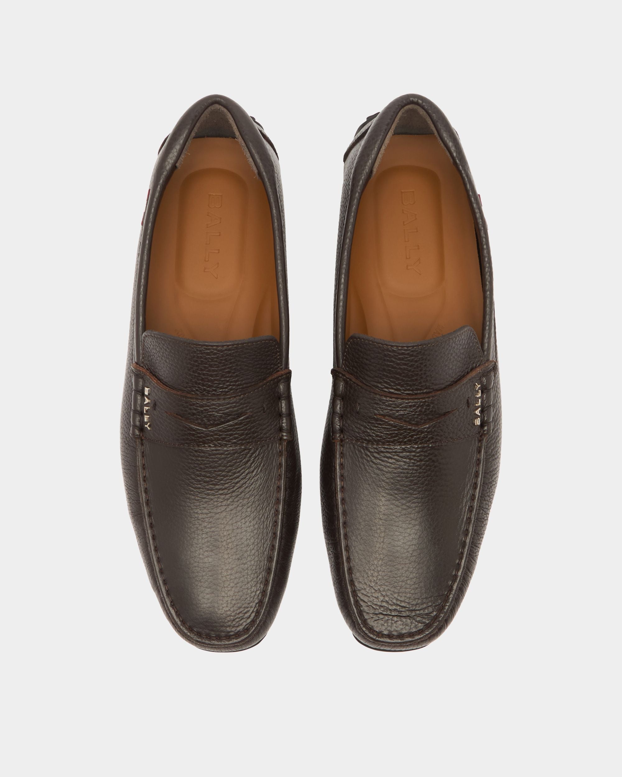 Men's Brown Pilot Driver in Brown Grained Leather | Bally Global