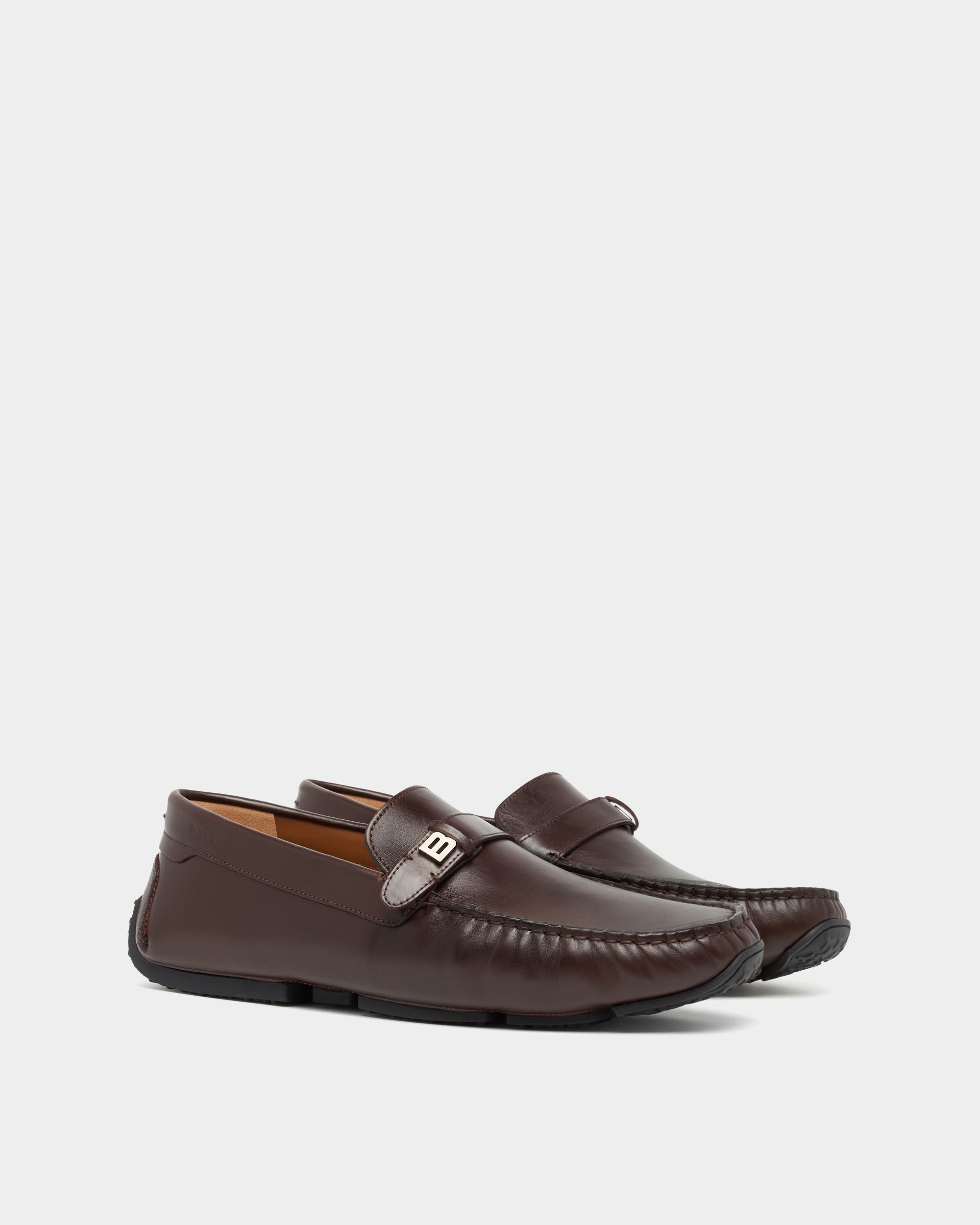 Men's Brown Pilot Driver in Brown Leather | Bally Global US