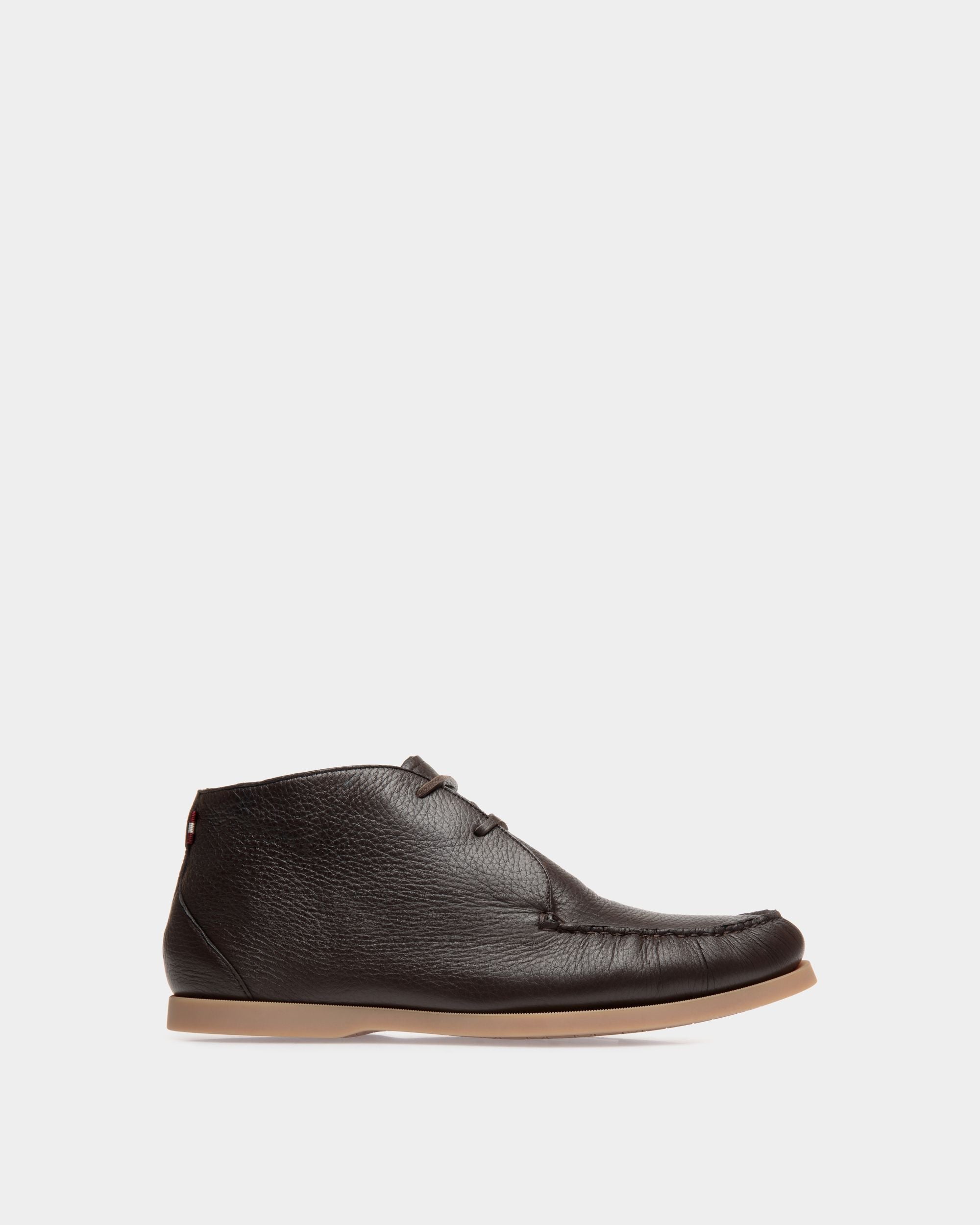 Men's Brown Nelson Moccasin in Brown Grained Leather | Bally Global
