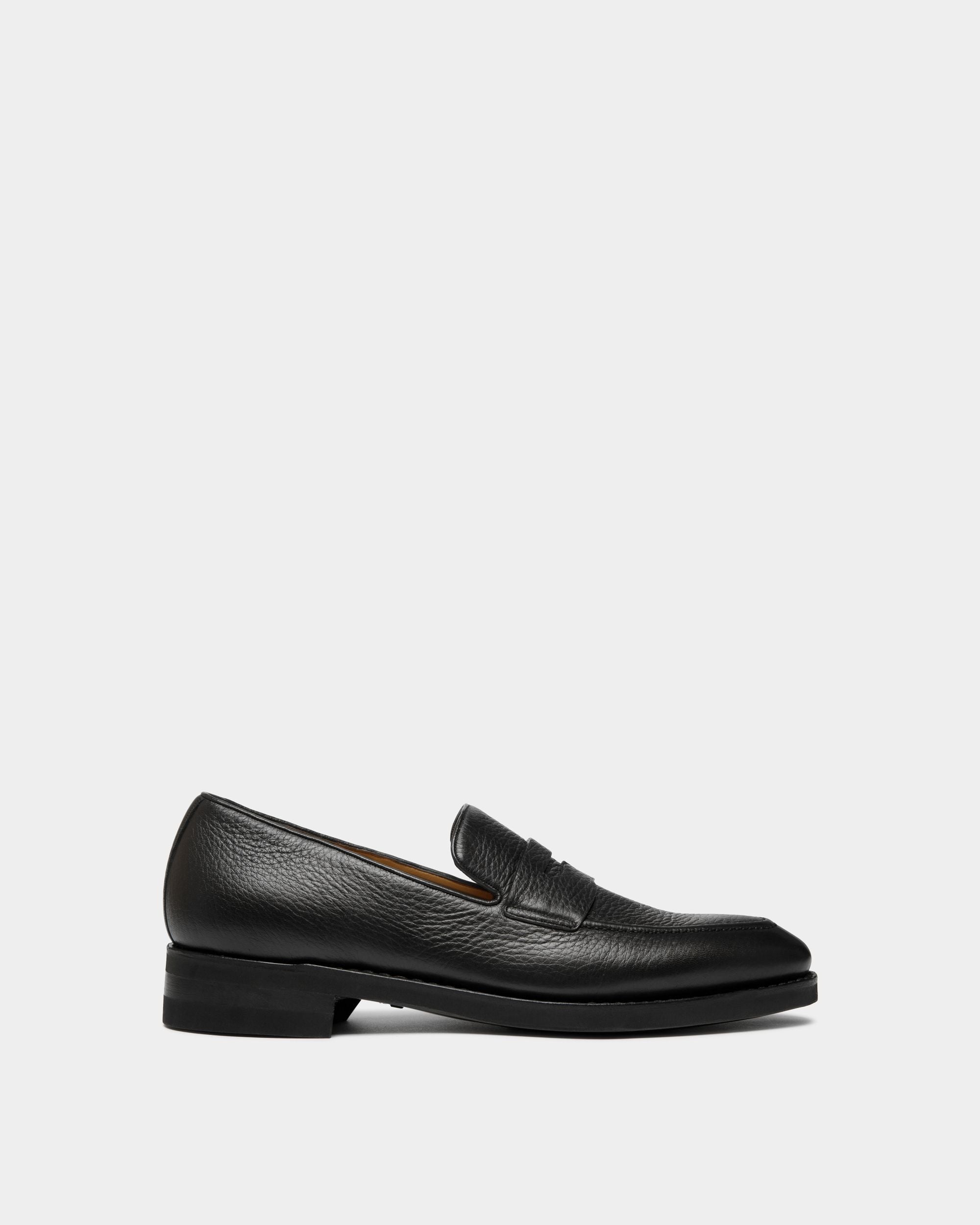 Men's Black Scribe Un Loafer in Black Deer Leather | Bally Global US