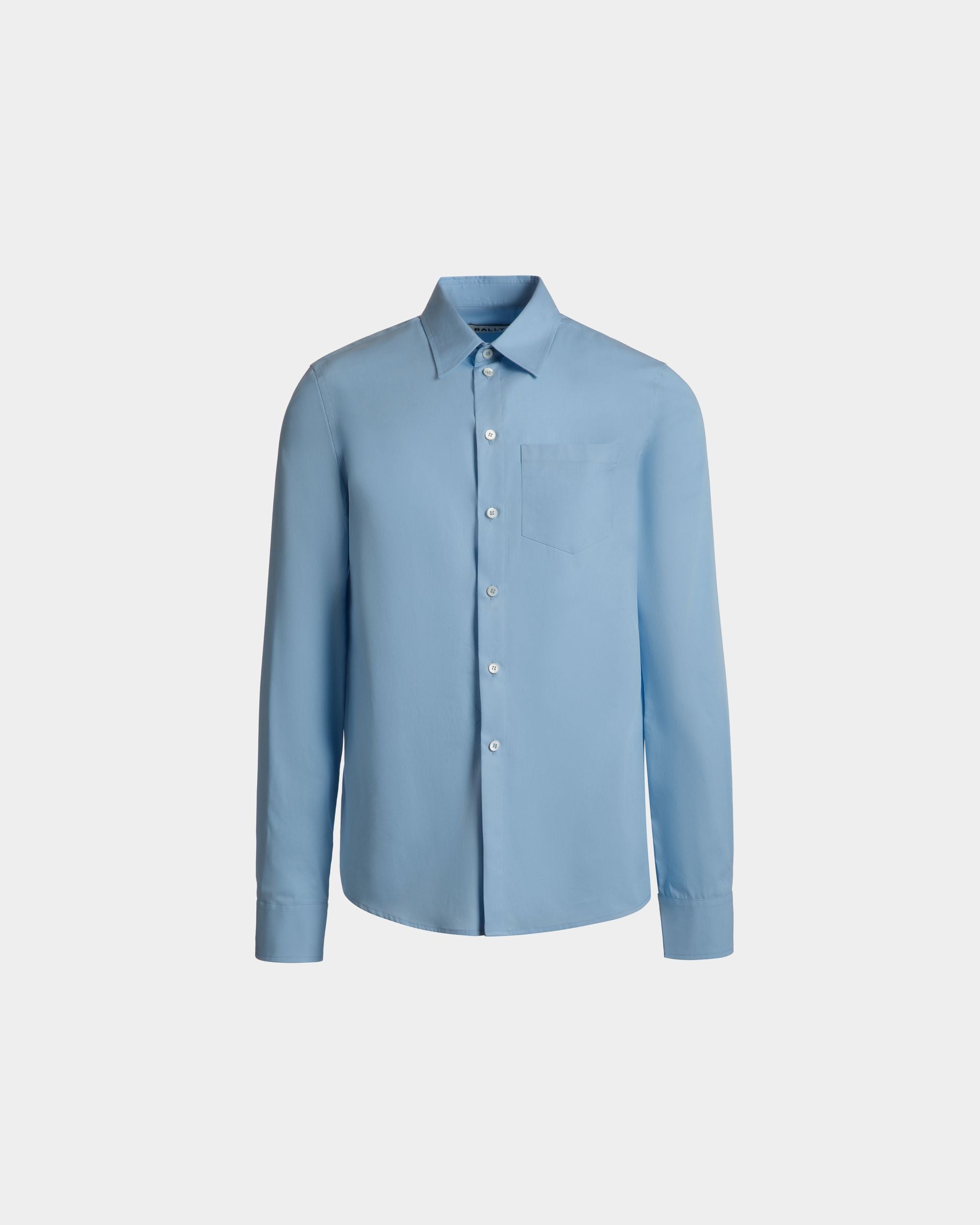 Men's Blue Long Sleeve Shirt In Light Blue Cotton | Bally Global US