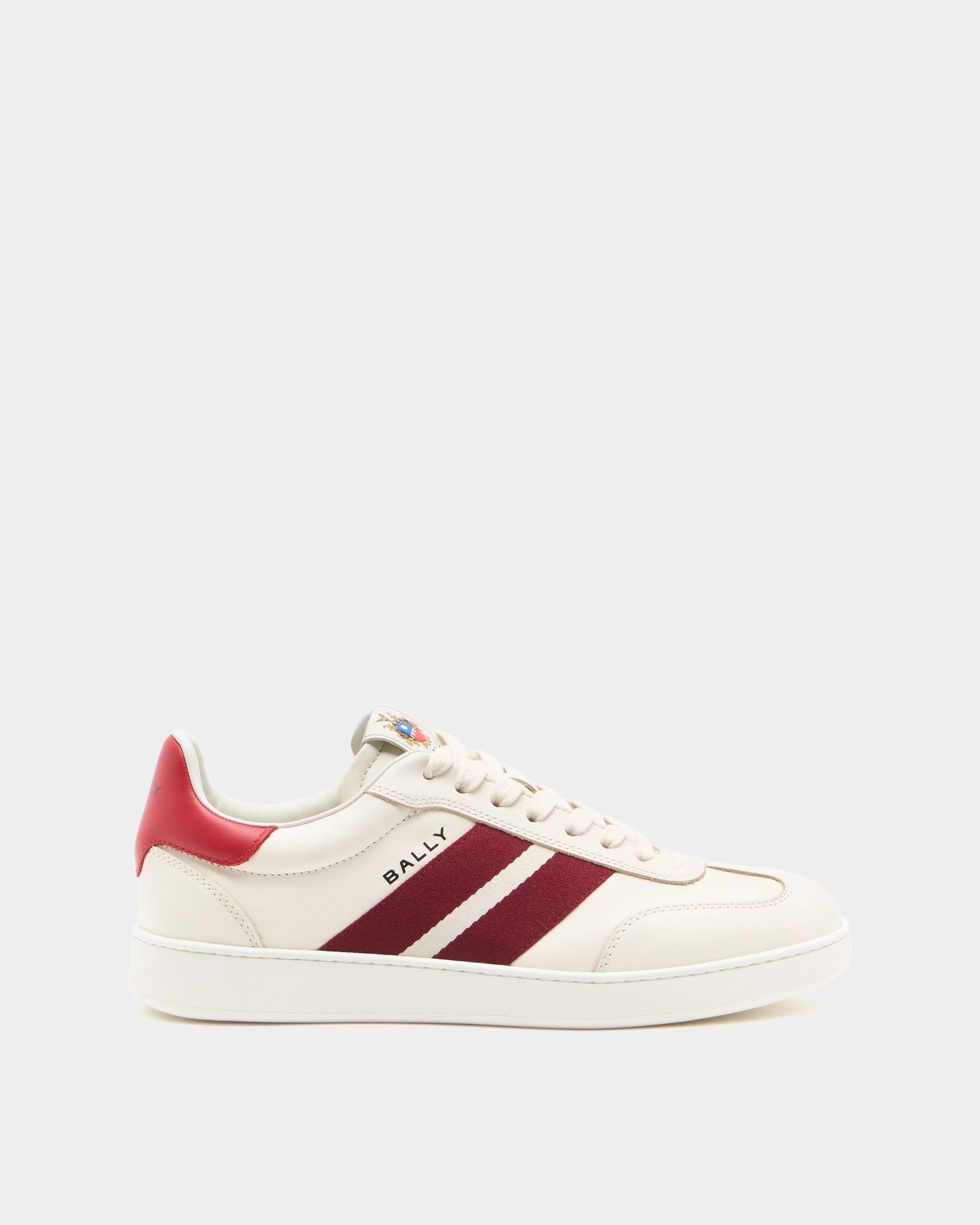Men's White Retro Crest Sneaker in Ivory Leather | Bally Global