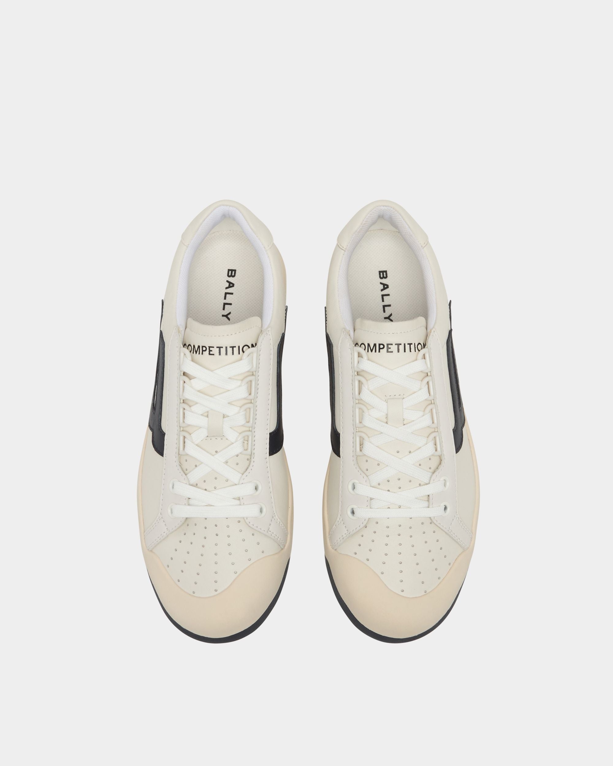 Men's White Competition Sneaker in White and Navy Blue Leather | Bally ...