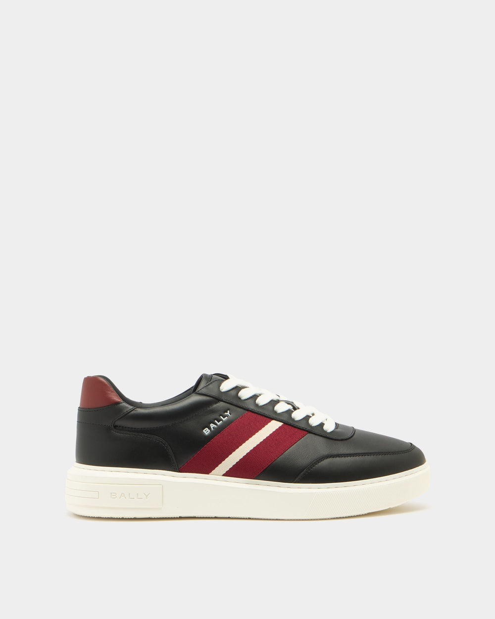 Men's Black Bally Lift Sneaker in Black and Red Leather | Bally Global