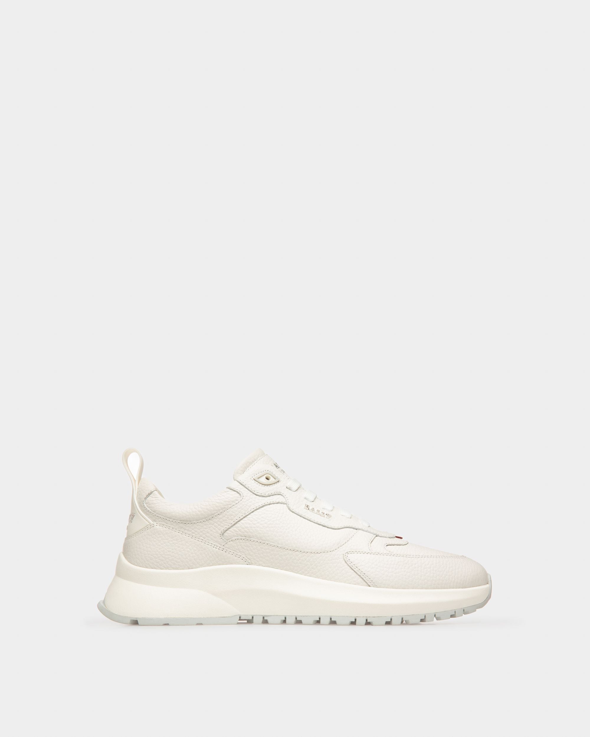 Men's White Dave Leather Sneakers In White | Bally Global US