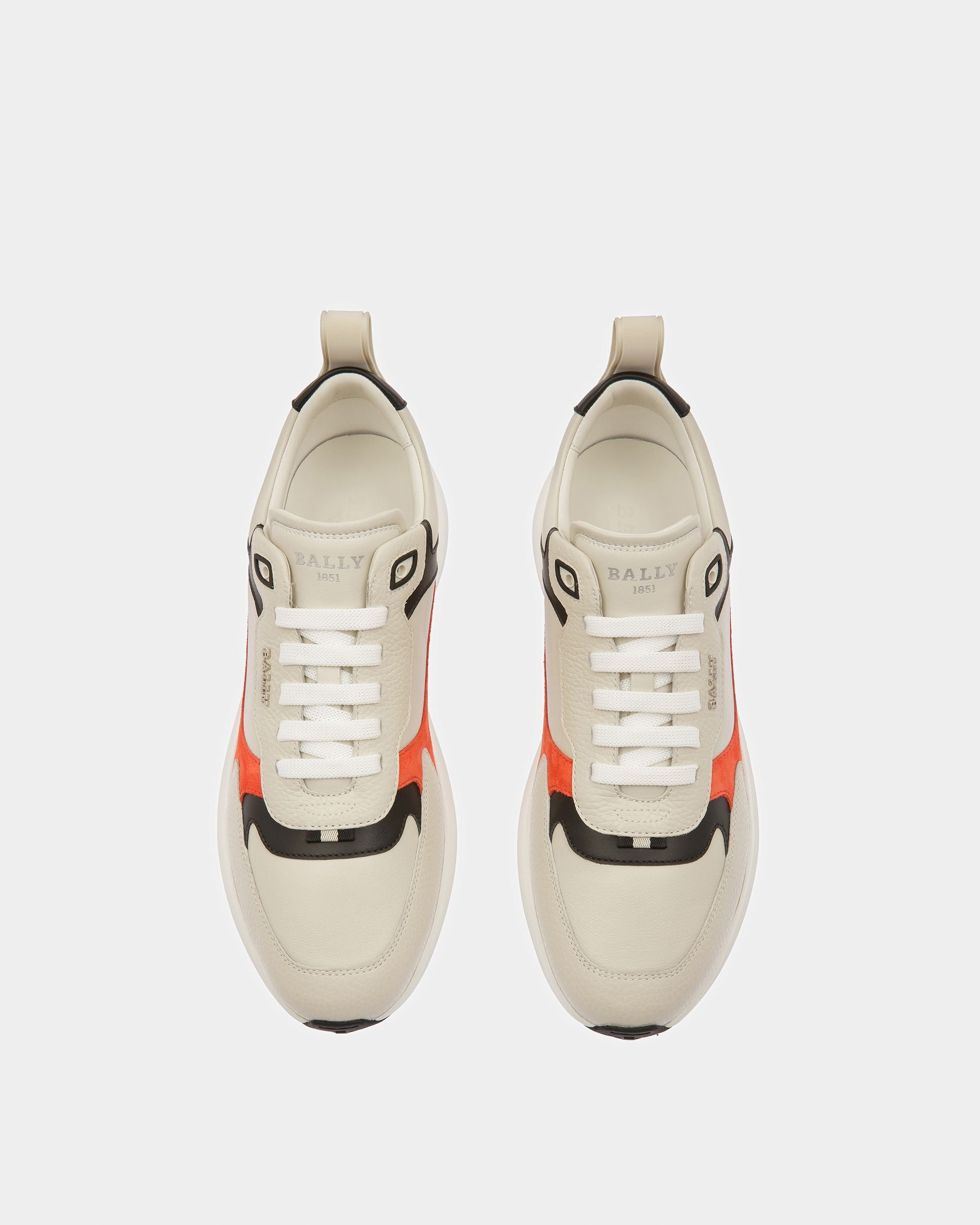 Dave Sneakers En Cuir Et Tissu Blanc Poussière Et Orange Multicolore ...