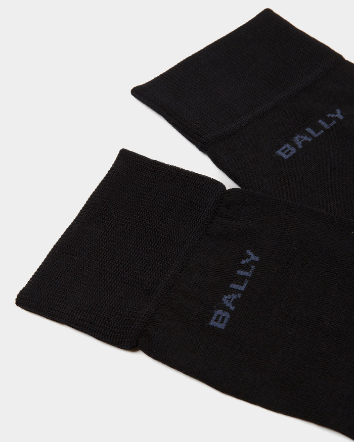 Men's Blue Logo Socks In Ink And Indigo Cotton Mix | Bally Global US