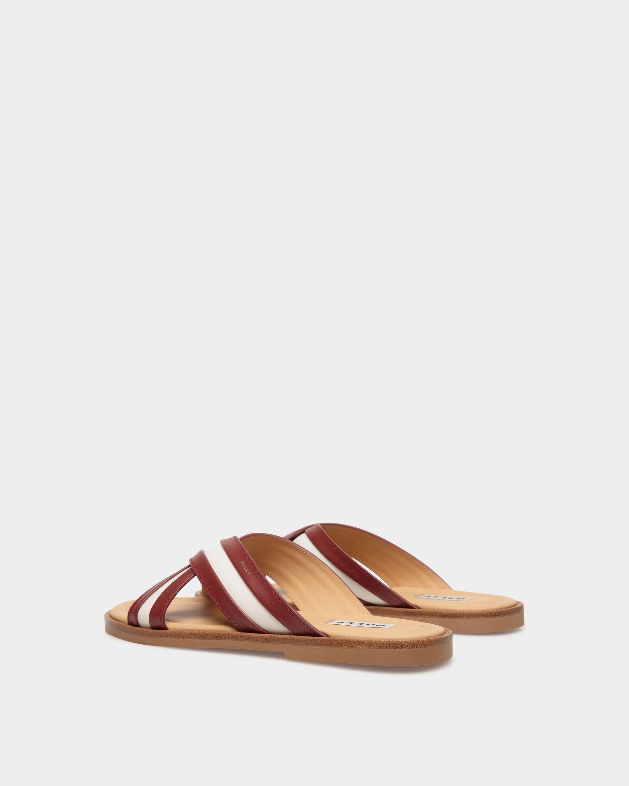 Men's Multicolor Glide Sandal in Red and White Fabric and Brown Leather ...
