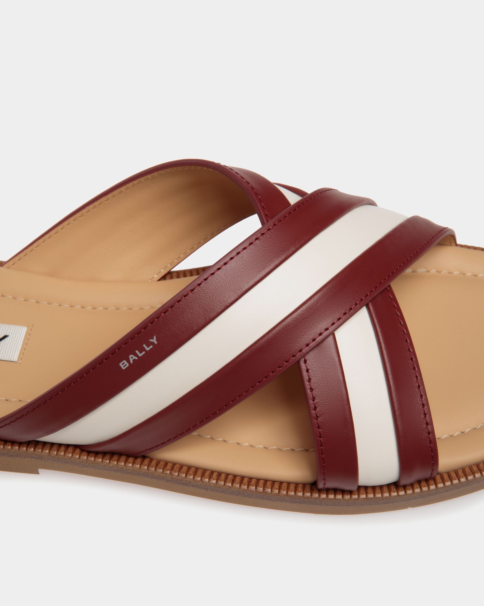 Men's Multicolor Glide Sandal in Red and White Fabric and Brown Leather ...