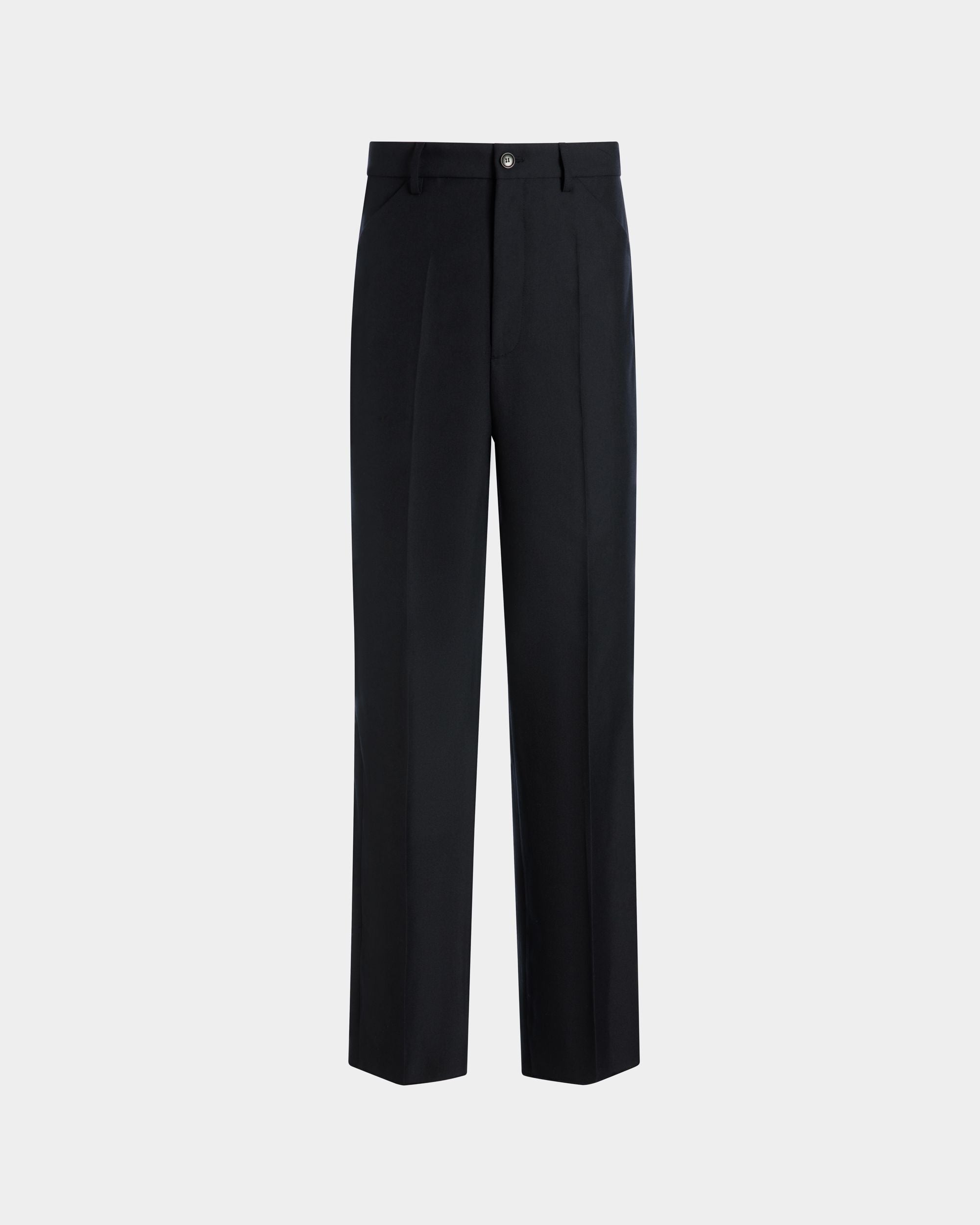 Men's Blue Tailored Pants in Navy Blue Wool Blend | Bally Global US