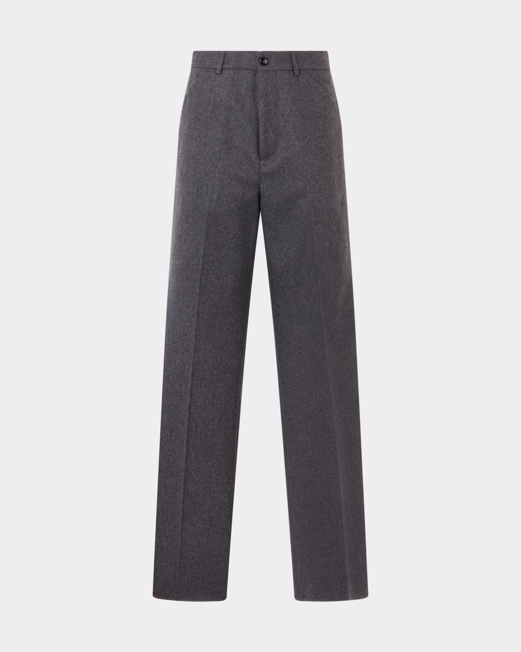 Men's Grey Wide-Leg Pants in a Grey Mélange Wool Blend | Bally Global