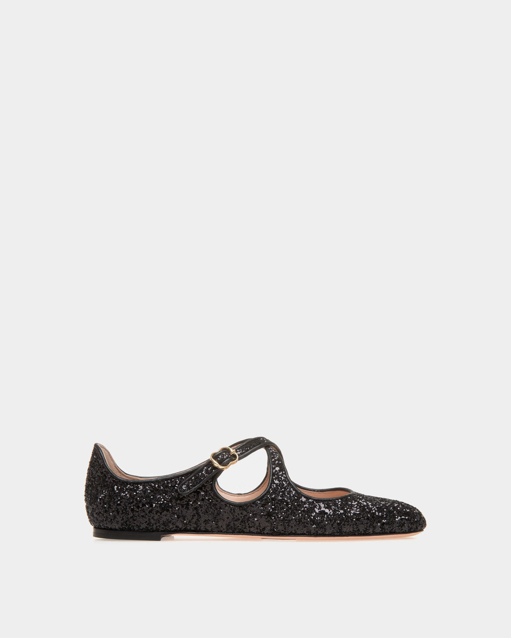 Women's Black Ballyrina Flat In Black Glitter | Bally Global US