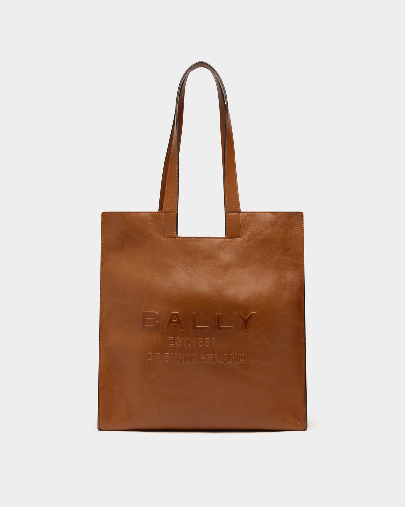 Women's Brown Easy Bally Tote Bag in Amber Brown Leather | Bally Global CA