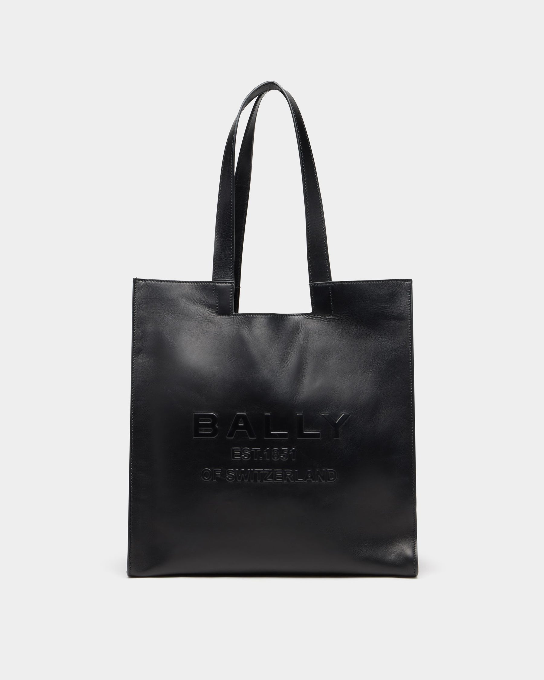 Women's Black Easy Bally Tote Bag in Black Leather | Bally Global US