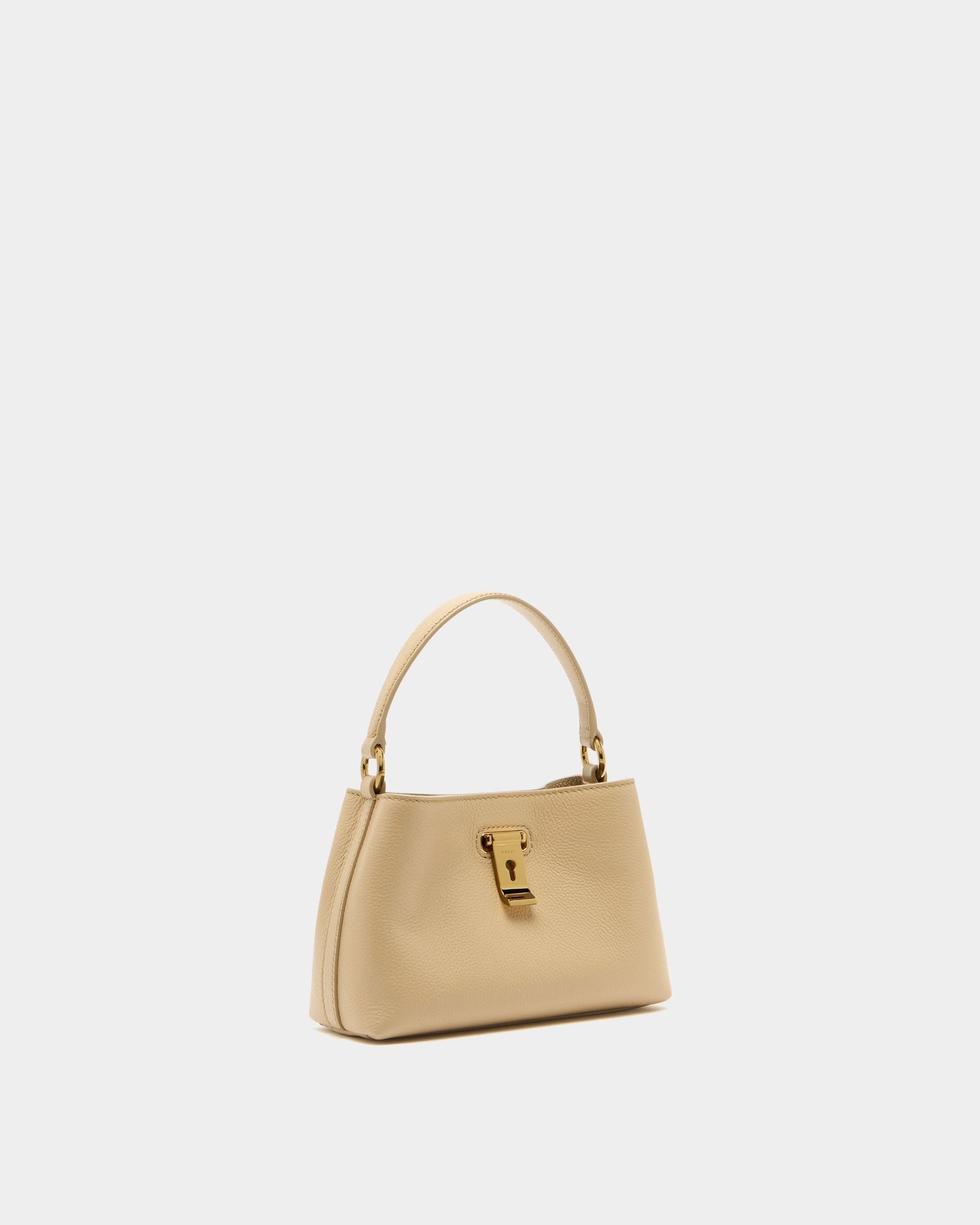 Women's Beige Lock Me Minibag in Light Beige Grained Leather | Bally Global