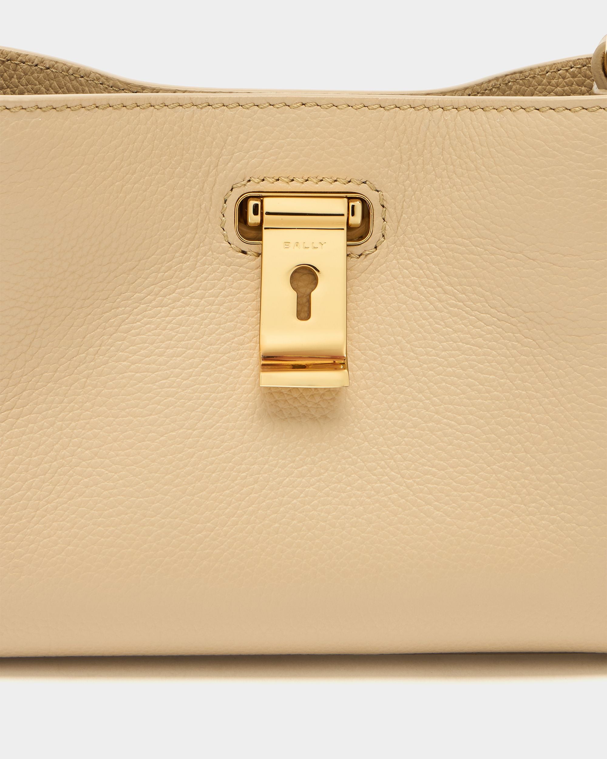 Women's Beige Lock Me Minibag in Light Beige Grained Leather | Bally Global