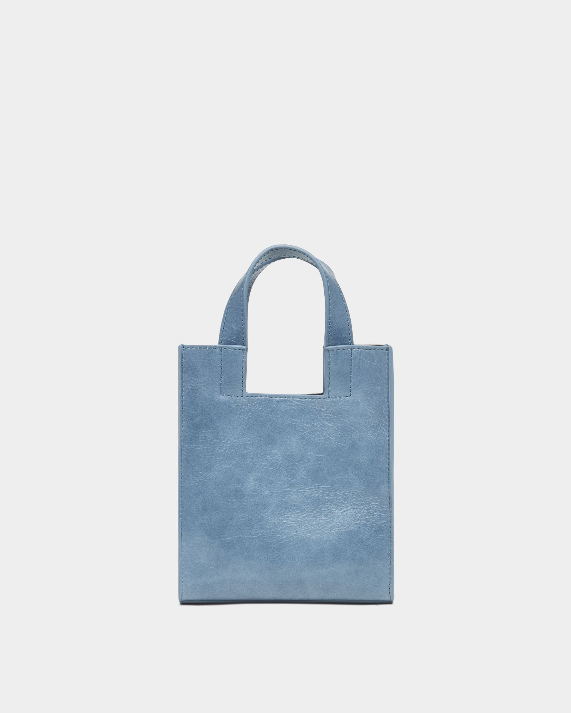 Women's Blue Easy Bally Small Tote Bag in Light Blue Leather | Bally Global