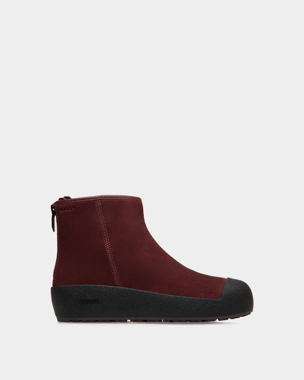 Women's Red Bally Curling Bootie in Red Suede | Bally Global US