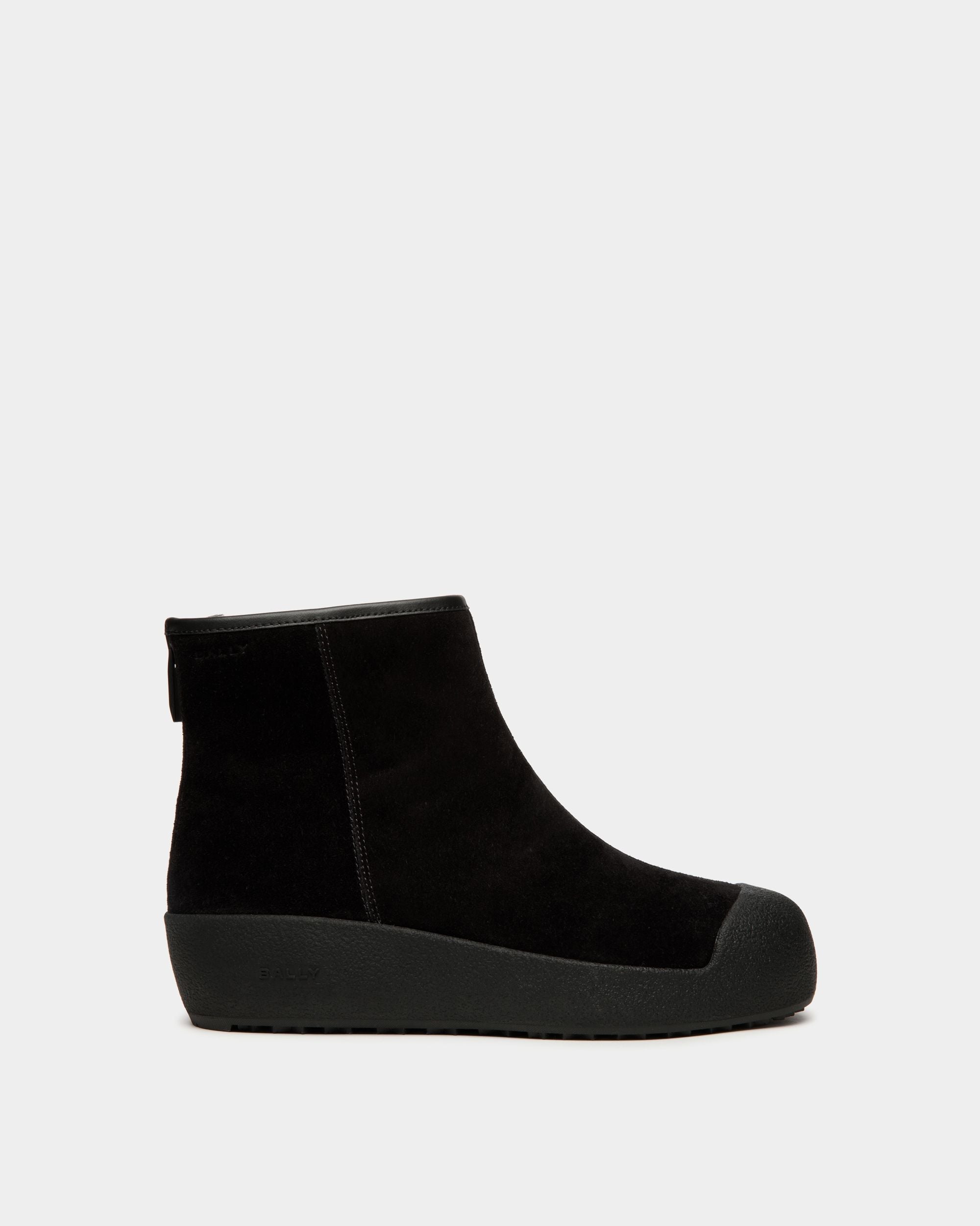 Women's Black Bally Curling Bootie in Black Suede | Bally Global