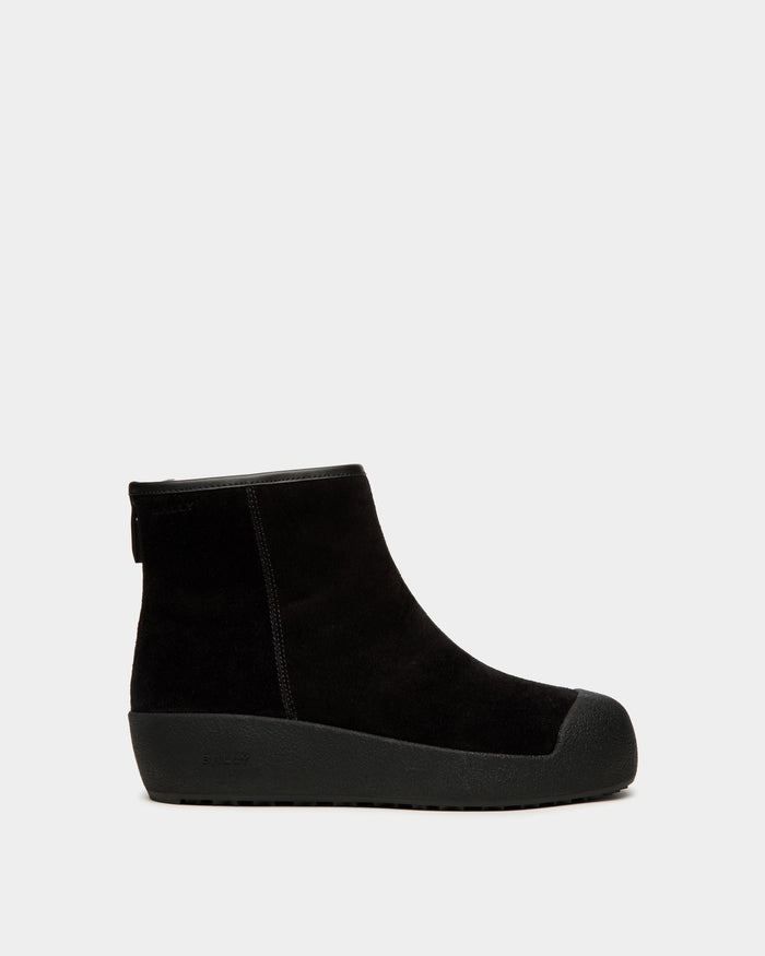Women's Black Bally Curling Bootie in Black Suede | Bally Global US