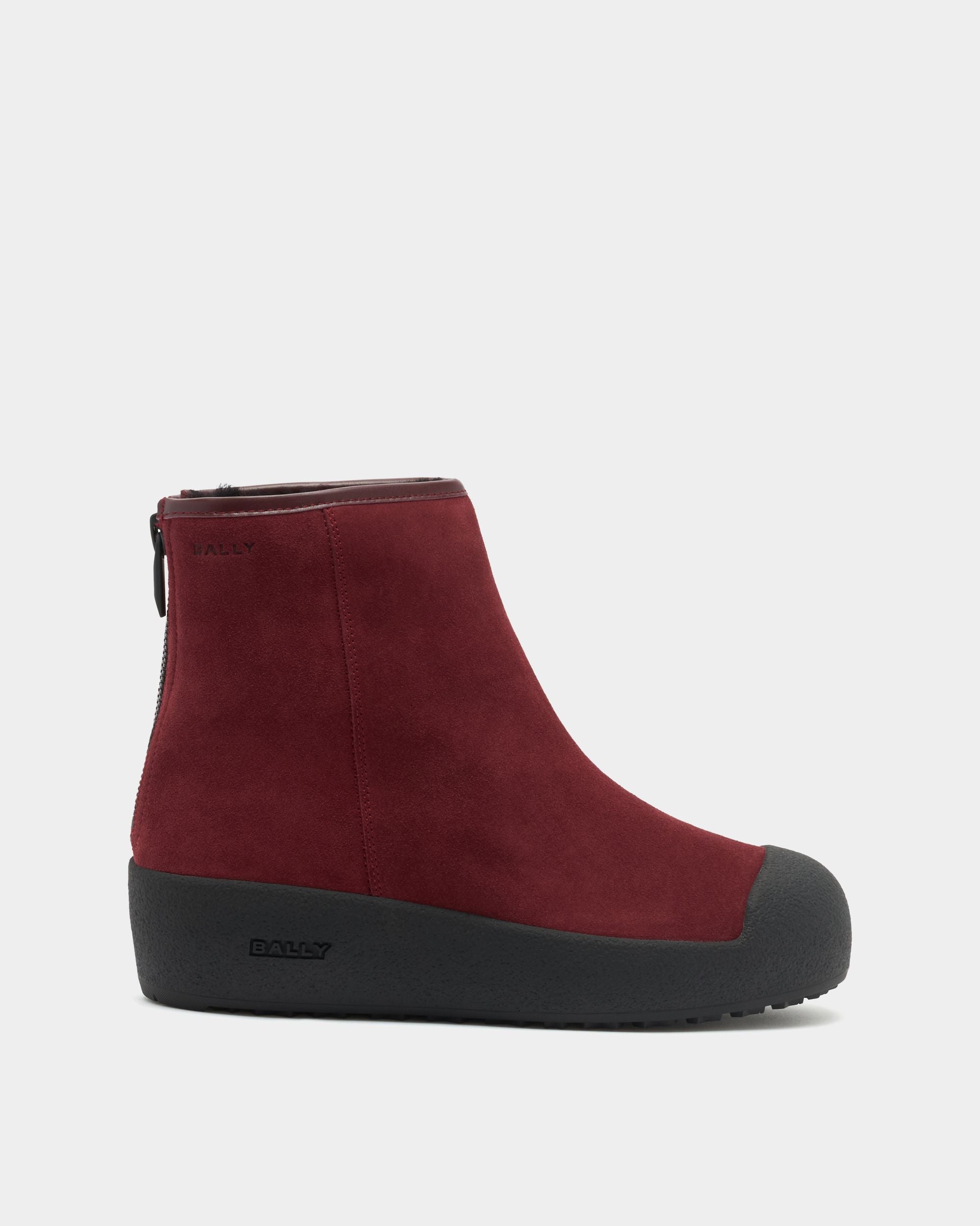 Women's Burgundy Bally Curling Bootie in Andorra Suede | Bally Global US