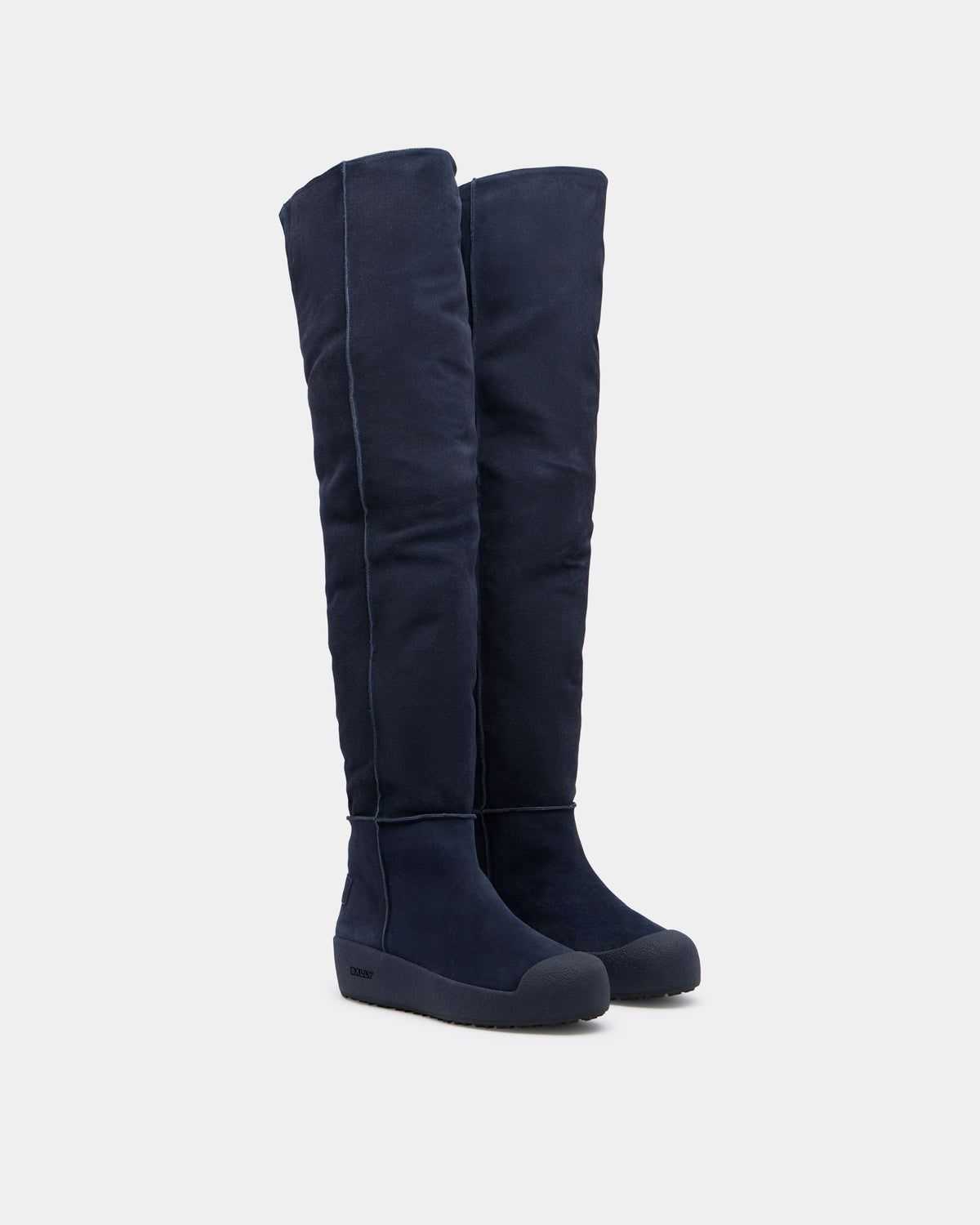 Women's Blue Bally Curling Over-the-knee Boot in Navy Blue Suede ...