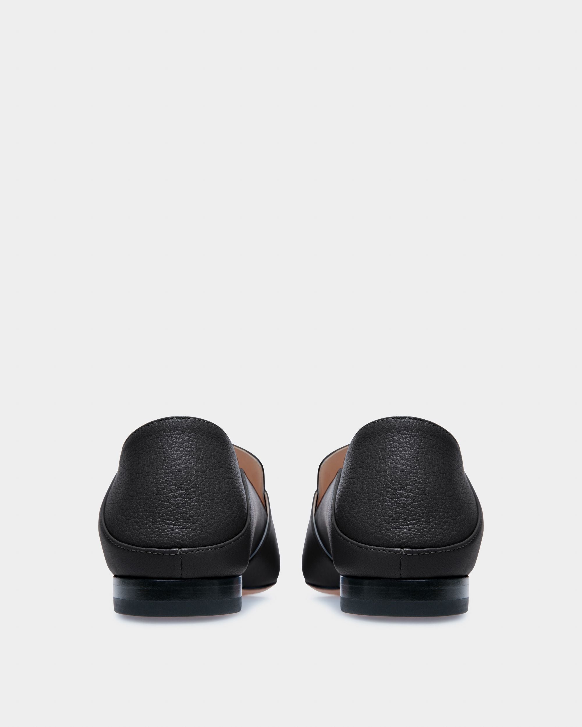 Women's Black Bell Du Jour Flat in Black Grained Leather | Bally Global US